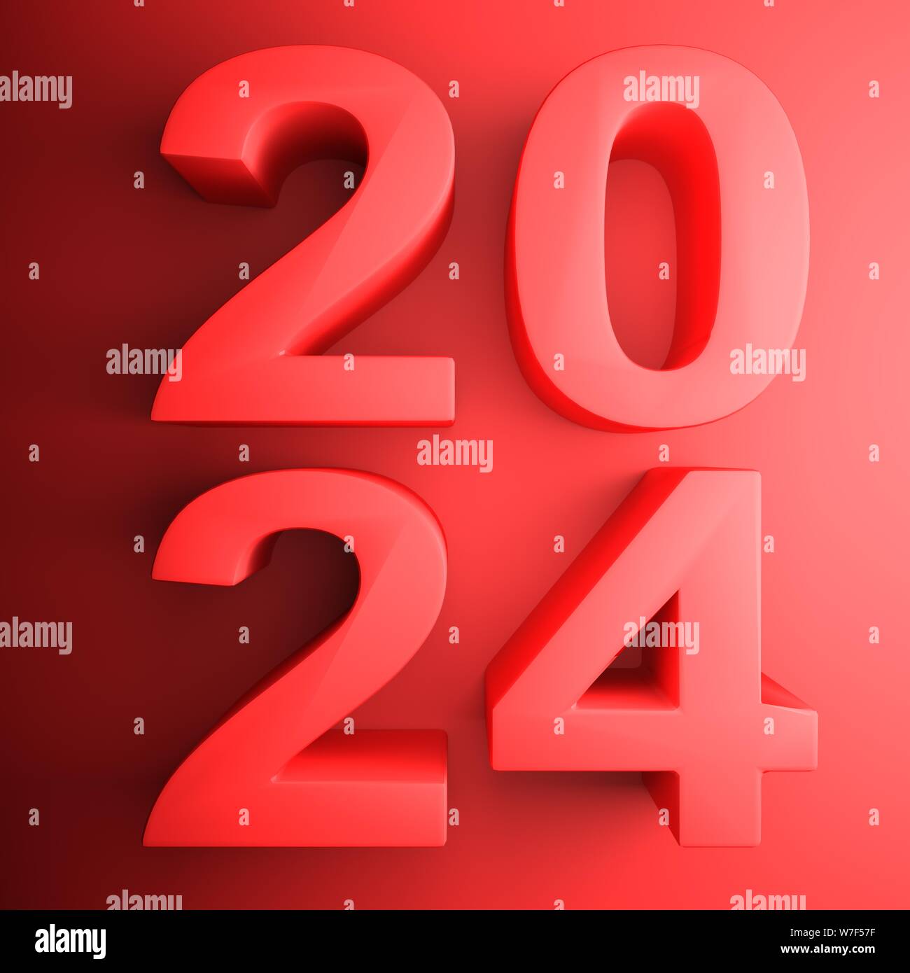 2024 red square icon - 3D rendering illustration Stock Photo - Alamy