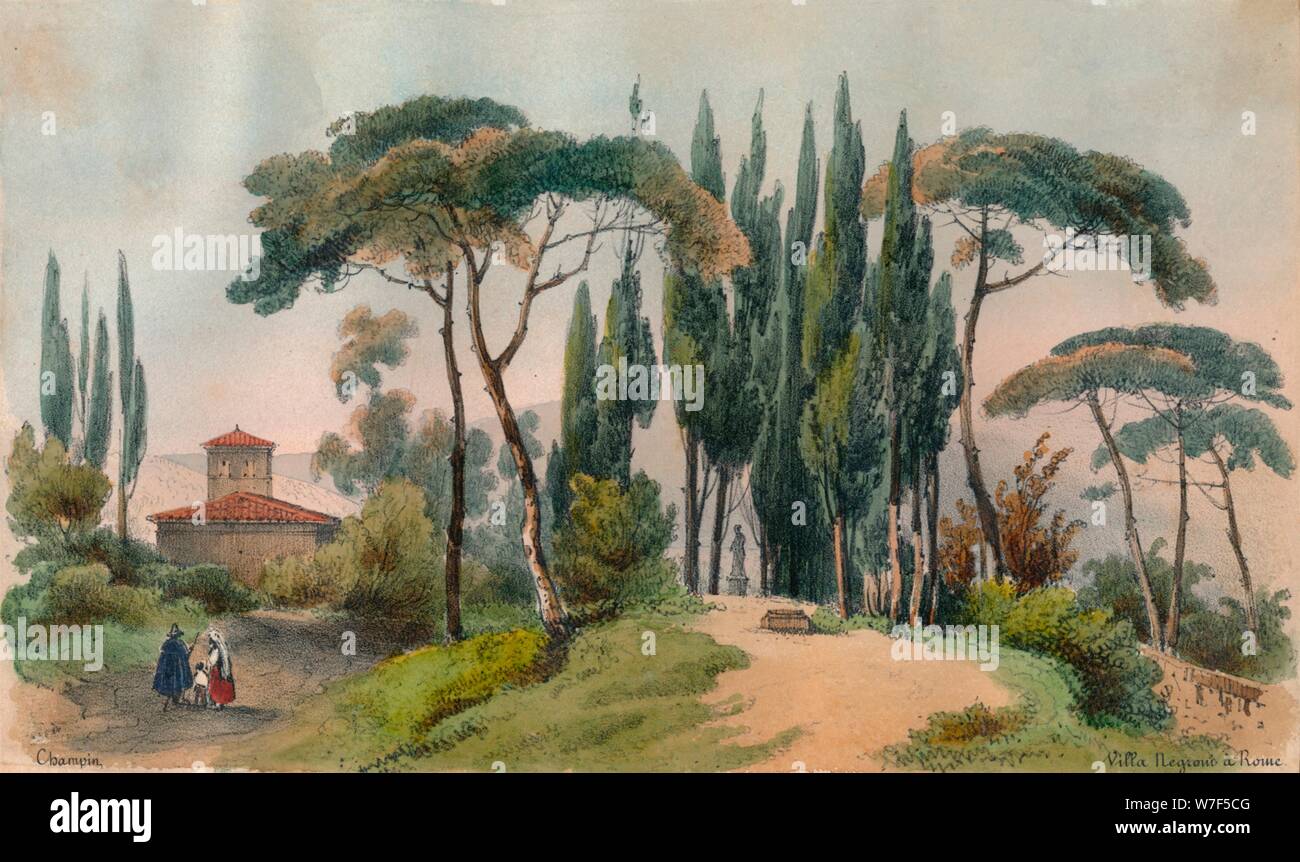 'Villa Negroni à Rome', c19th century. Artist: Jean Jacques Champin ...