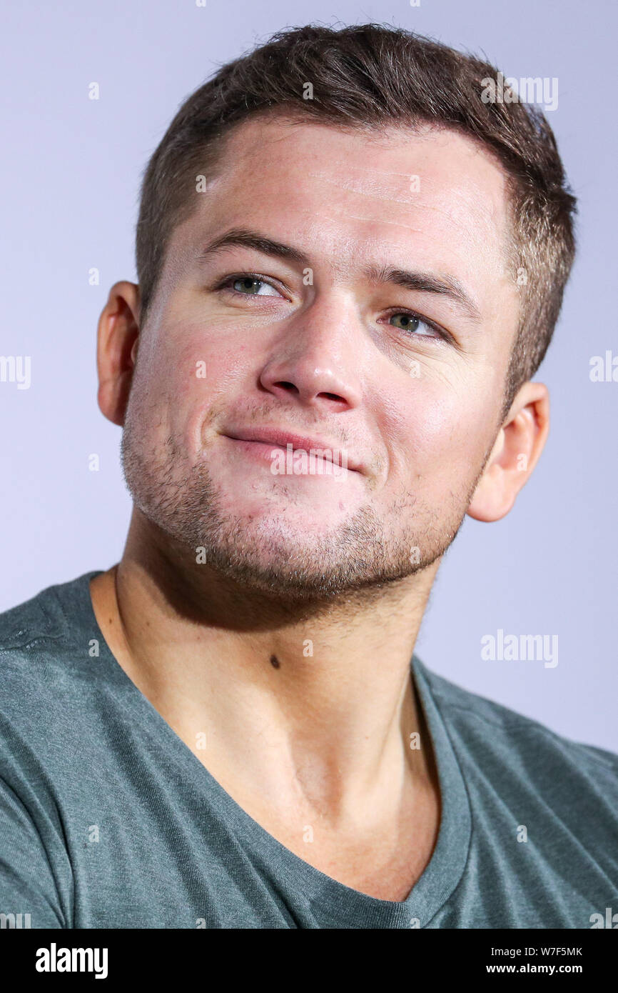 British actor Taron Egerton attends a press conference to promote their ...