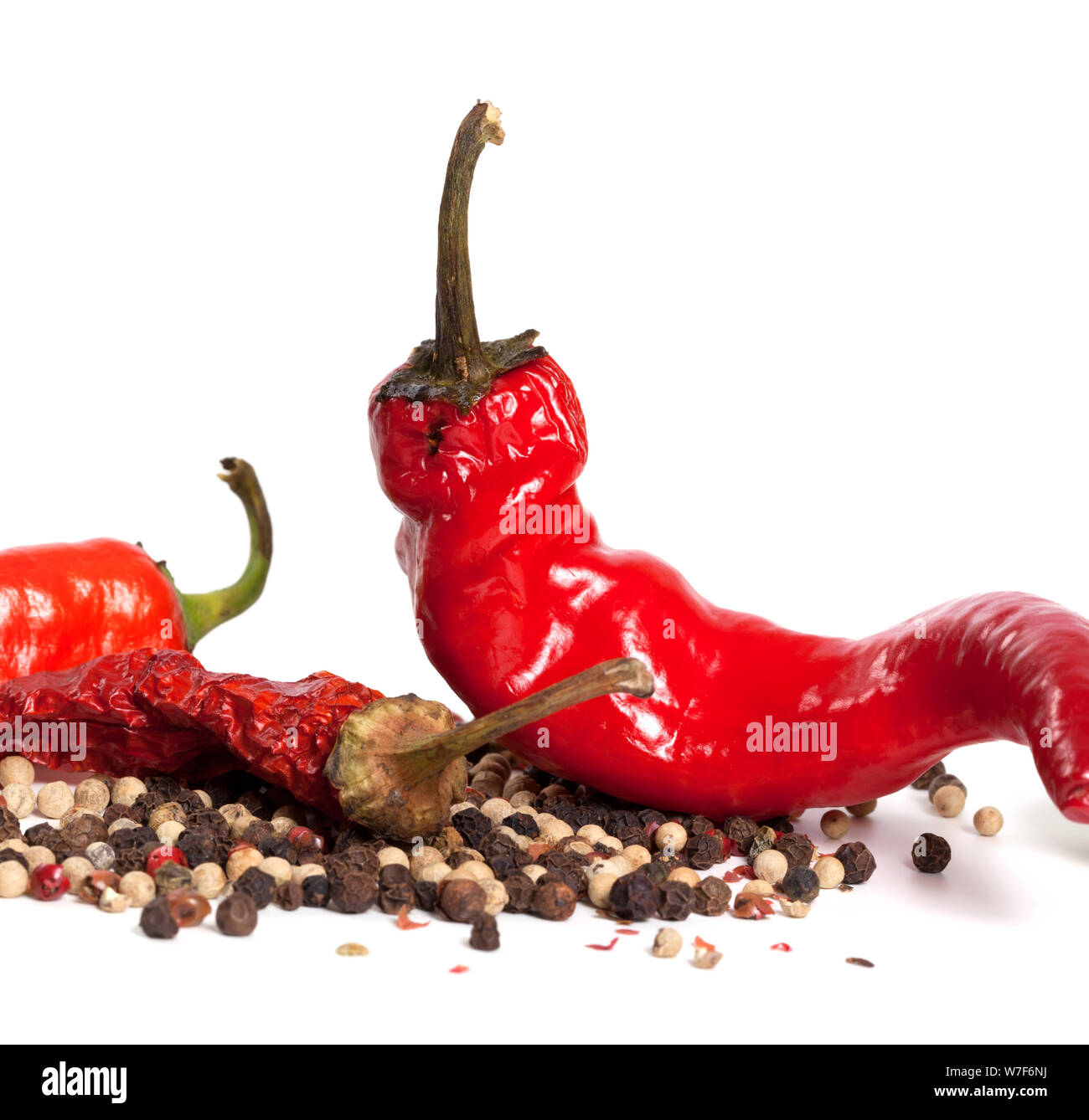 Various of hot peppers isolated on white background. Closeup view Stock ...