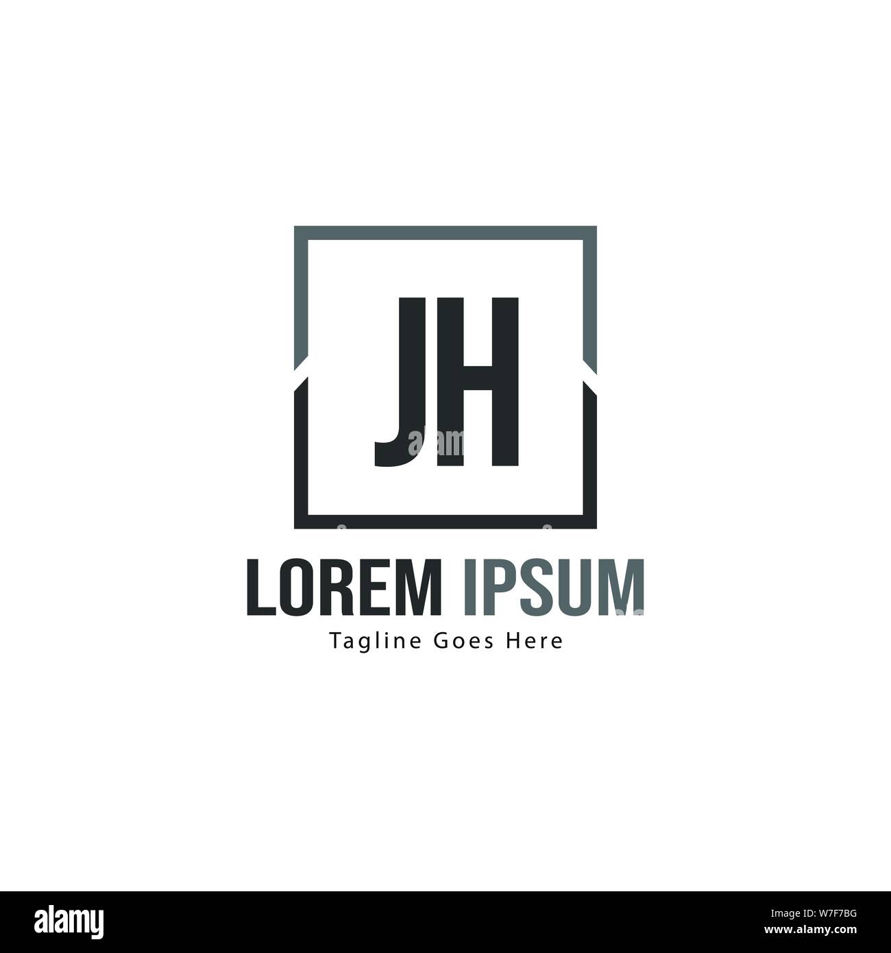 Initial JH logo template with modern frame. Minimalist JH letter logo ...