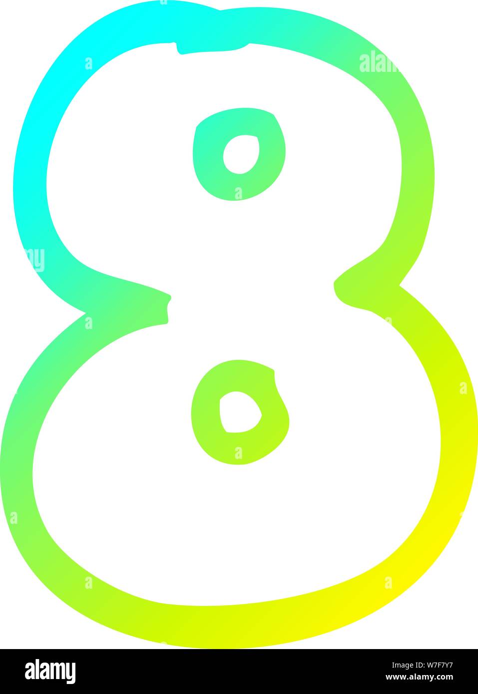 cold gradient line drawing of a cartoon number 8 Stock Vector Image ...