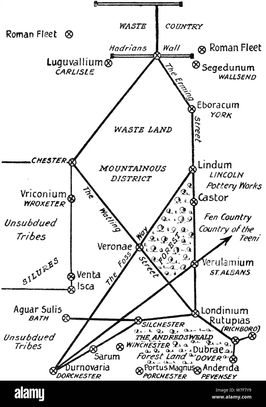 'The Four Principal Roman Lines of Communication in Britain', 1910 ...
