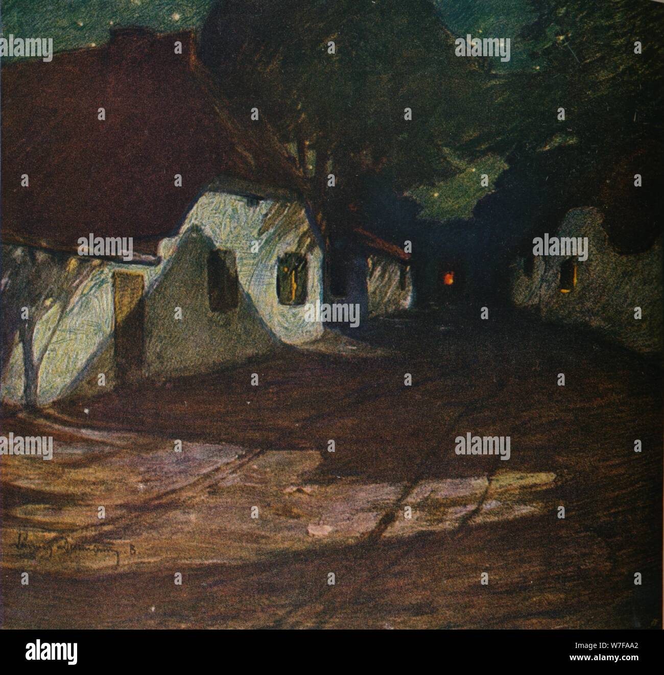 'A Moonlight Night', c1900, (1905). Artist: Ludwig Dettmann Stock Photo ...