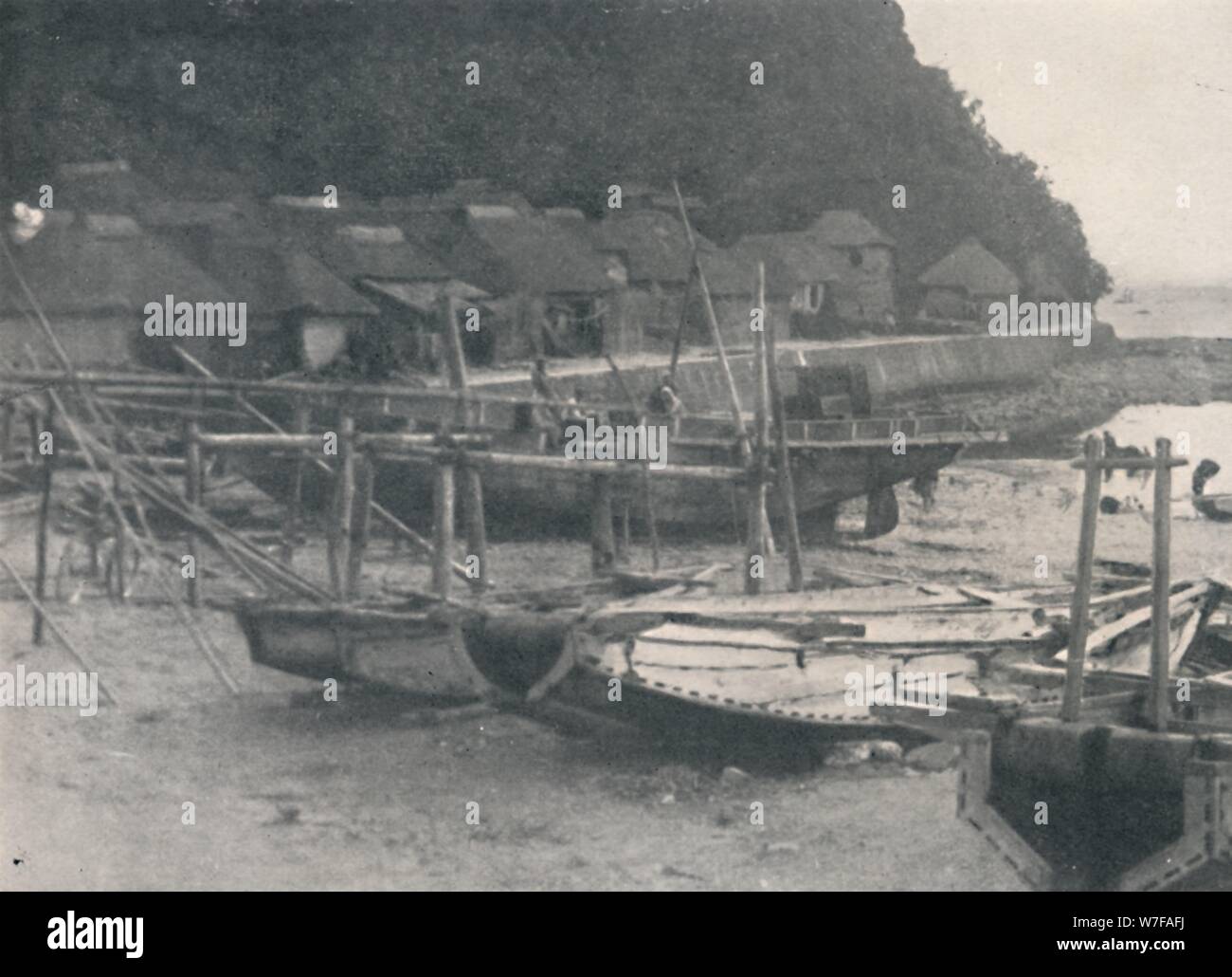 'Tai-no-ura - Tiny houses on a margin of sand with fishing boats ...