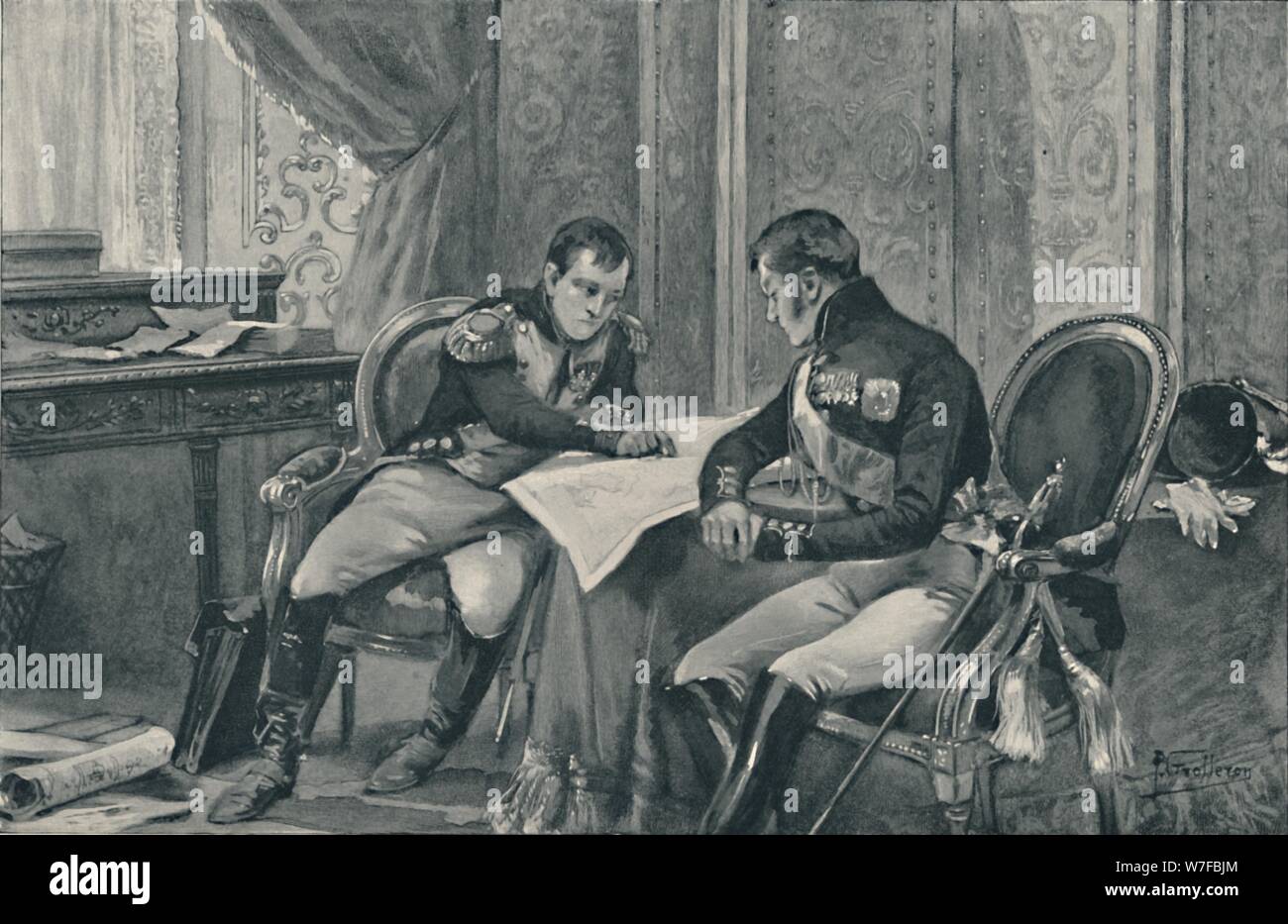 'Napoleon and Alexander at Tilsit Studying The Map of Europe', 1807 ...