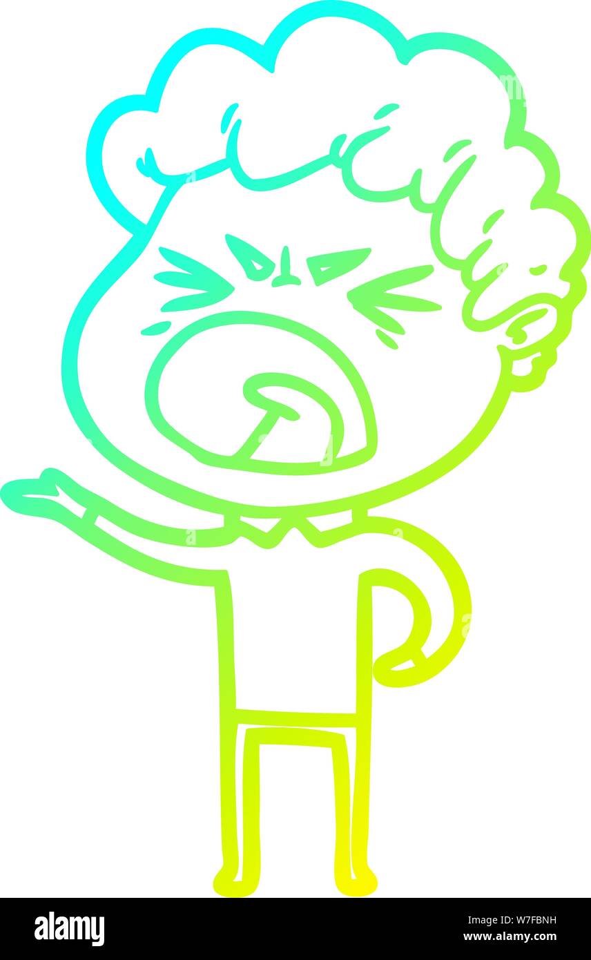 cold gradient line drawing of a cartoon furious man Stock Vector Image ...