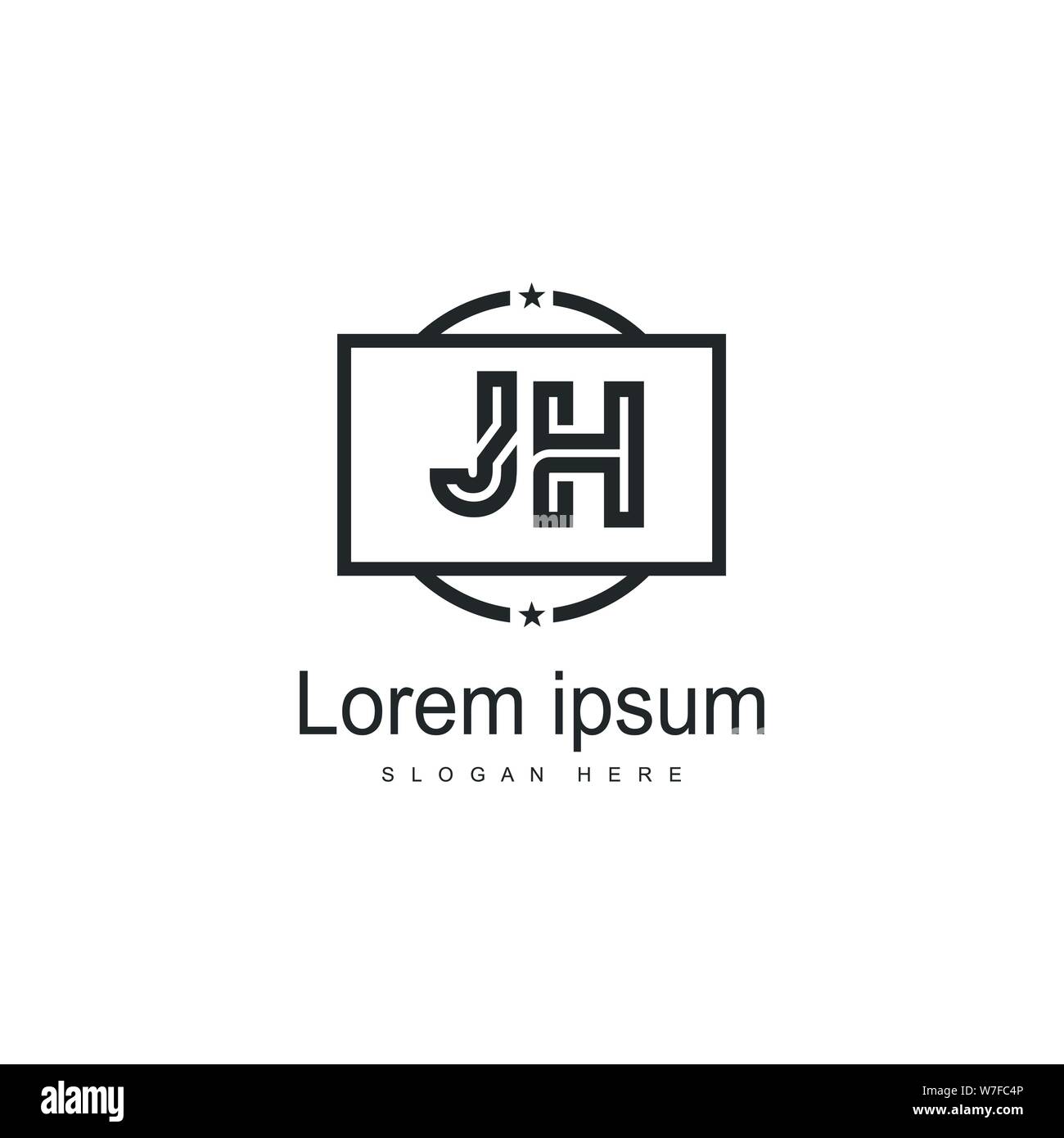 Initial JH logo template with modern frame. Minimalist JH letter logo ...