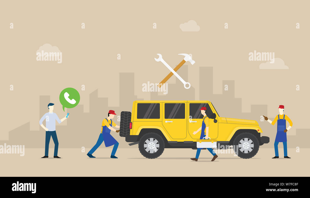 call car service auto mobile with team people of mechanical repair the ...