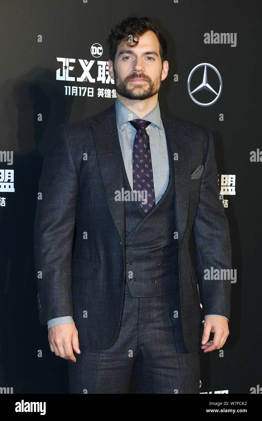 British actor Henry Cavill poses as he arrives on the red carpet for ...
