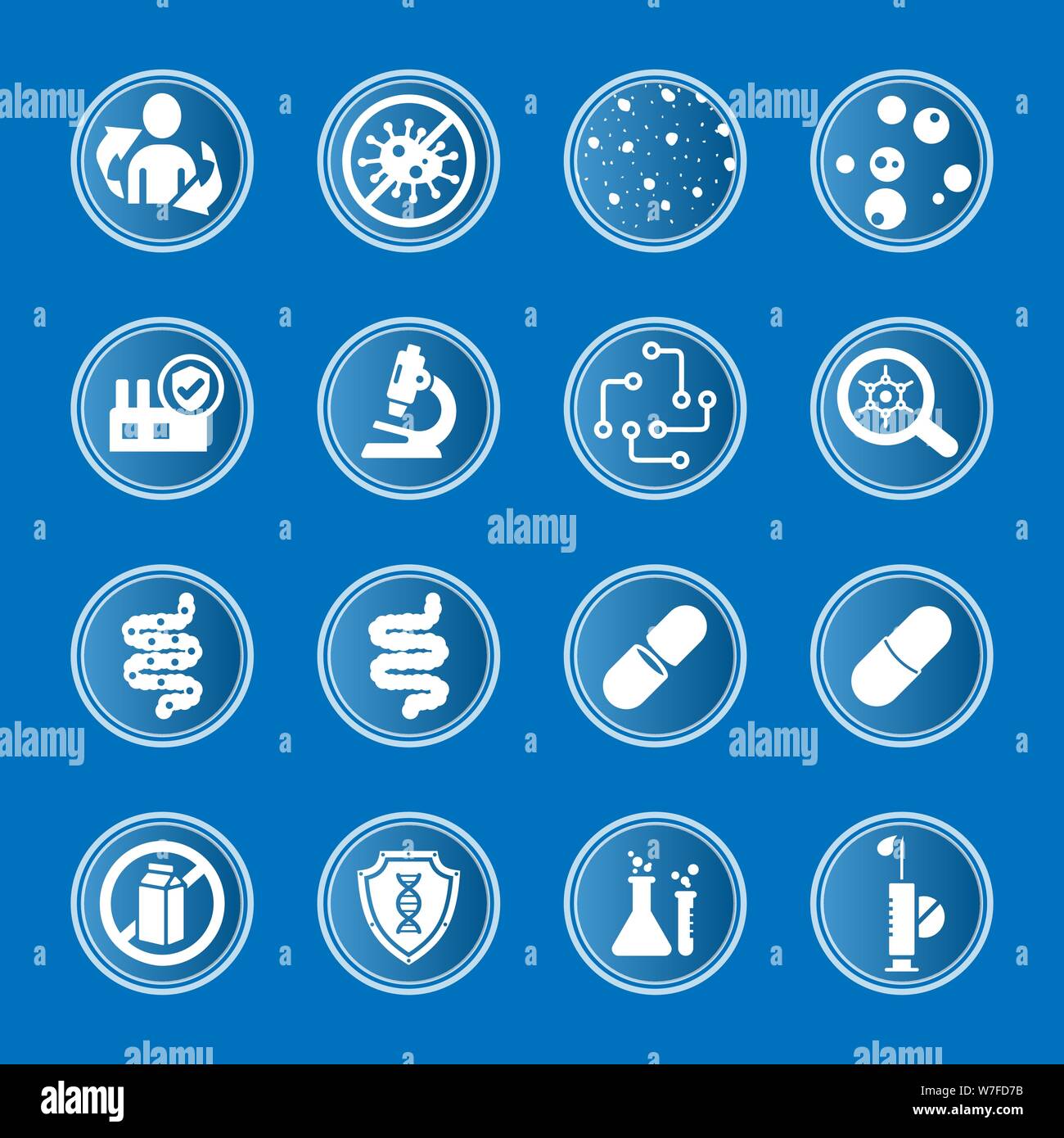 Collection of vector medical icons on the subject of the intestinal ...