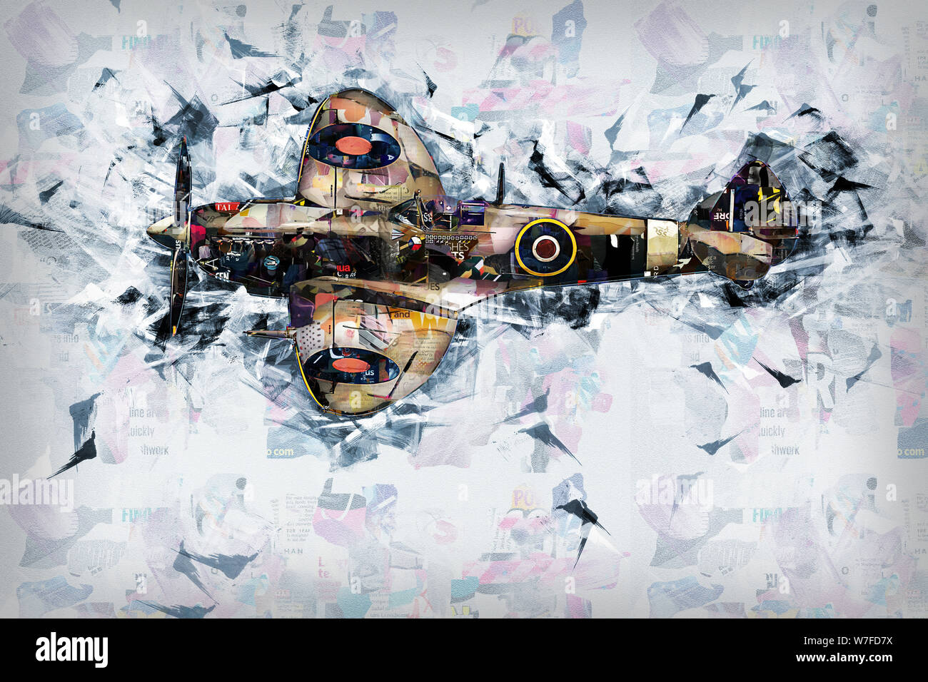 Digitally enhanced image of a Royal Air Force Supermarine spitfire in ...