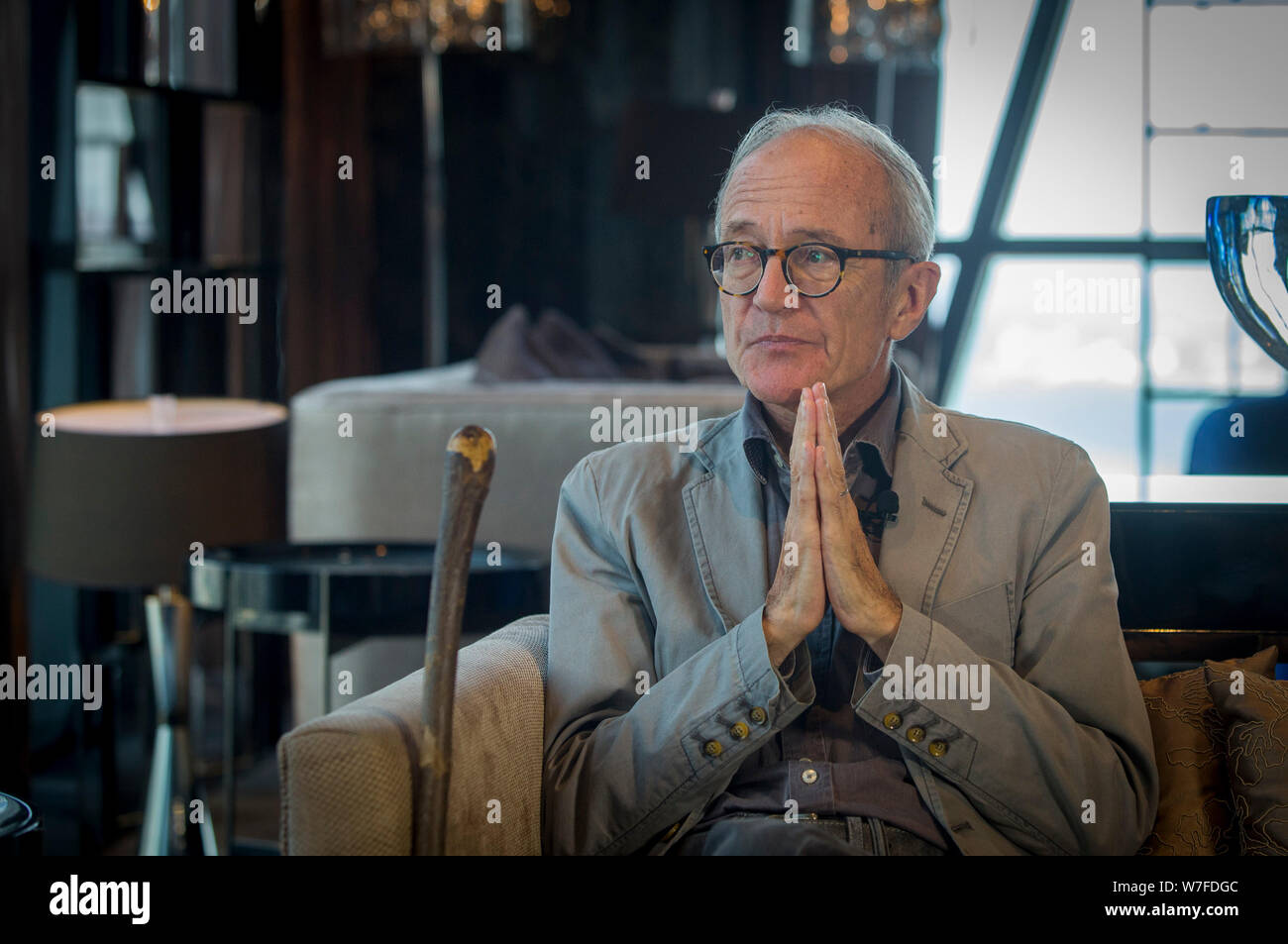 French architect Denis Laming is pictured in Wuhan city, central China ...