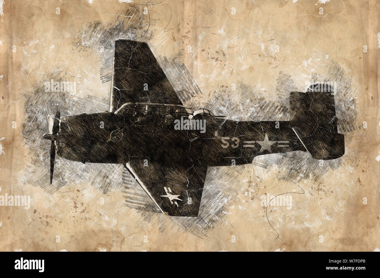 Digitally enhanced image of a side view of a North American Aviation P ...