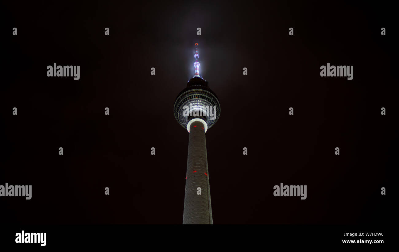 The famous Berlin TV Tower at night Stock Photo - Alamy