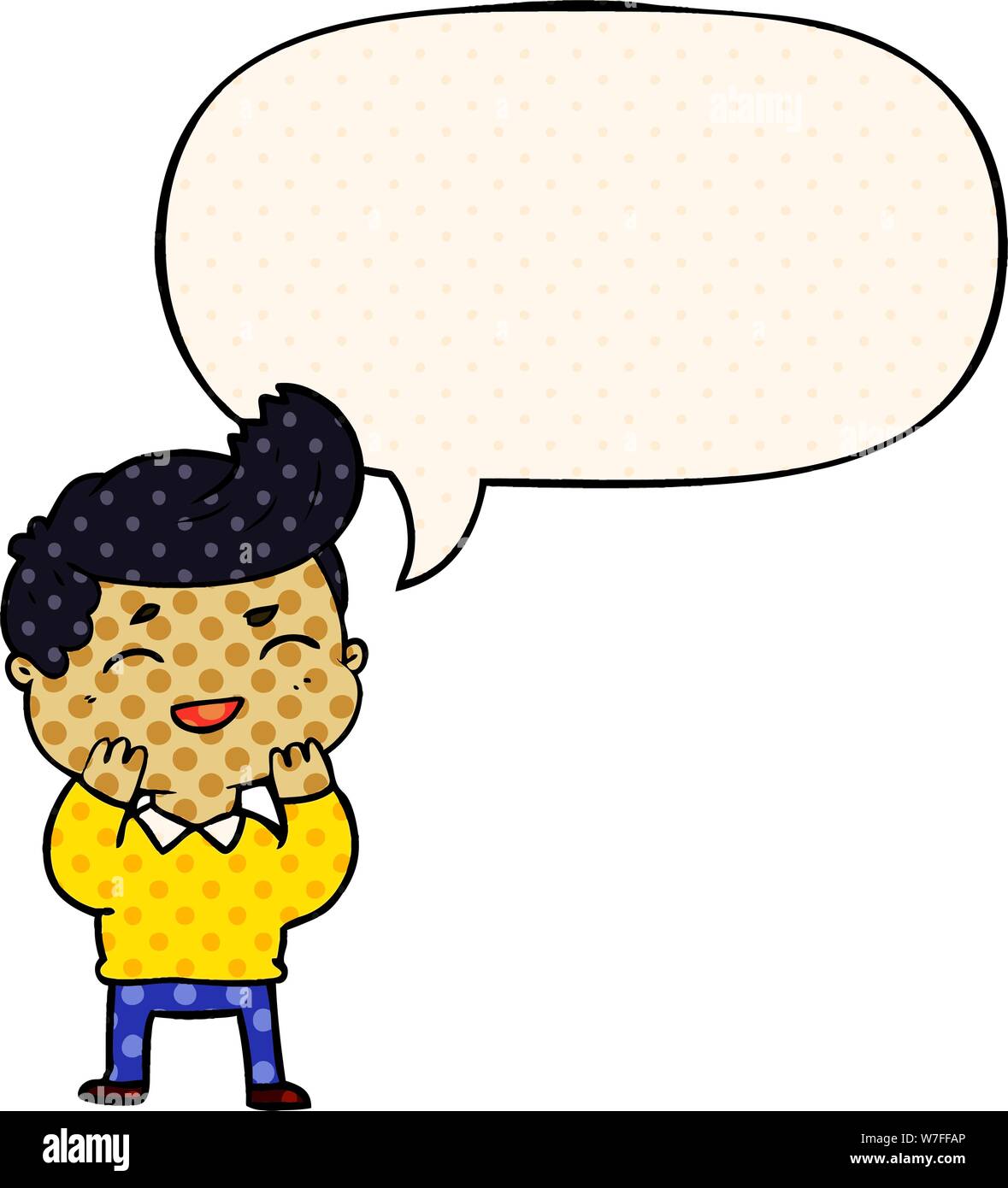 cartoon man laughing with speech bubble in comic book style Stock ...