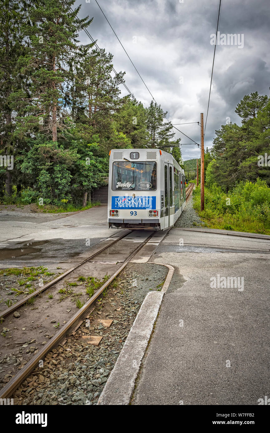 TRONDHEIM, NORWAY - JULY 16, 2019: The Trondheim Tramway in Trondheim ...