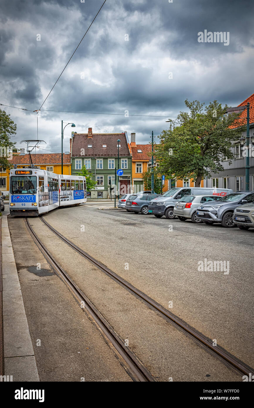TRONDHEIM, NORWAY - JULY 16, 2019: The Trondheim Tramway in Trondheim ...