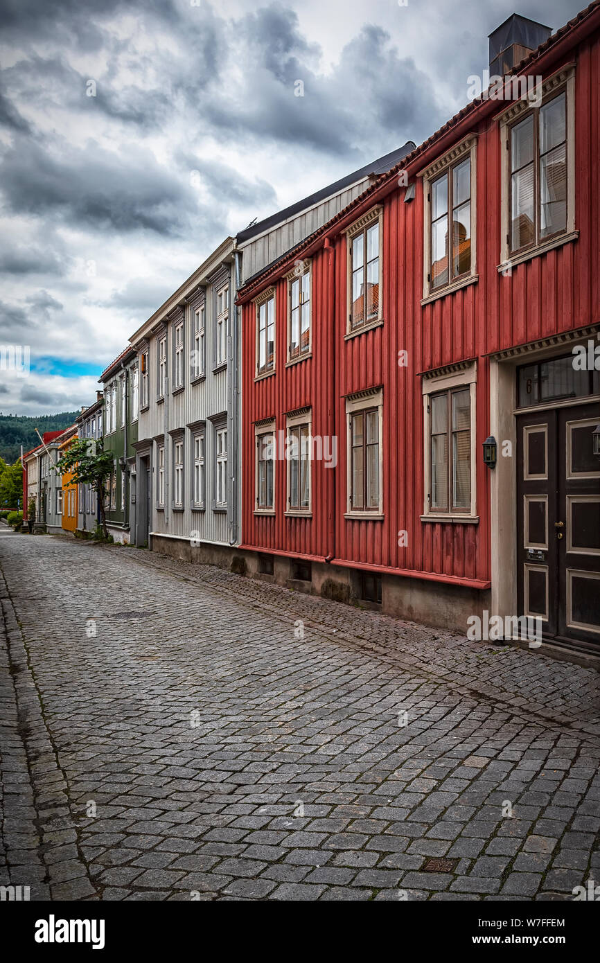 A typical old town street in Trondheim, Norway Stock Photo - Alamy