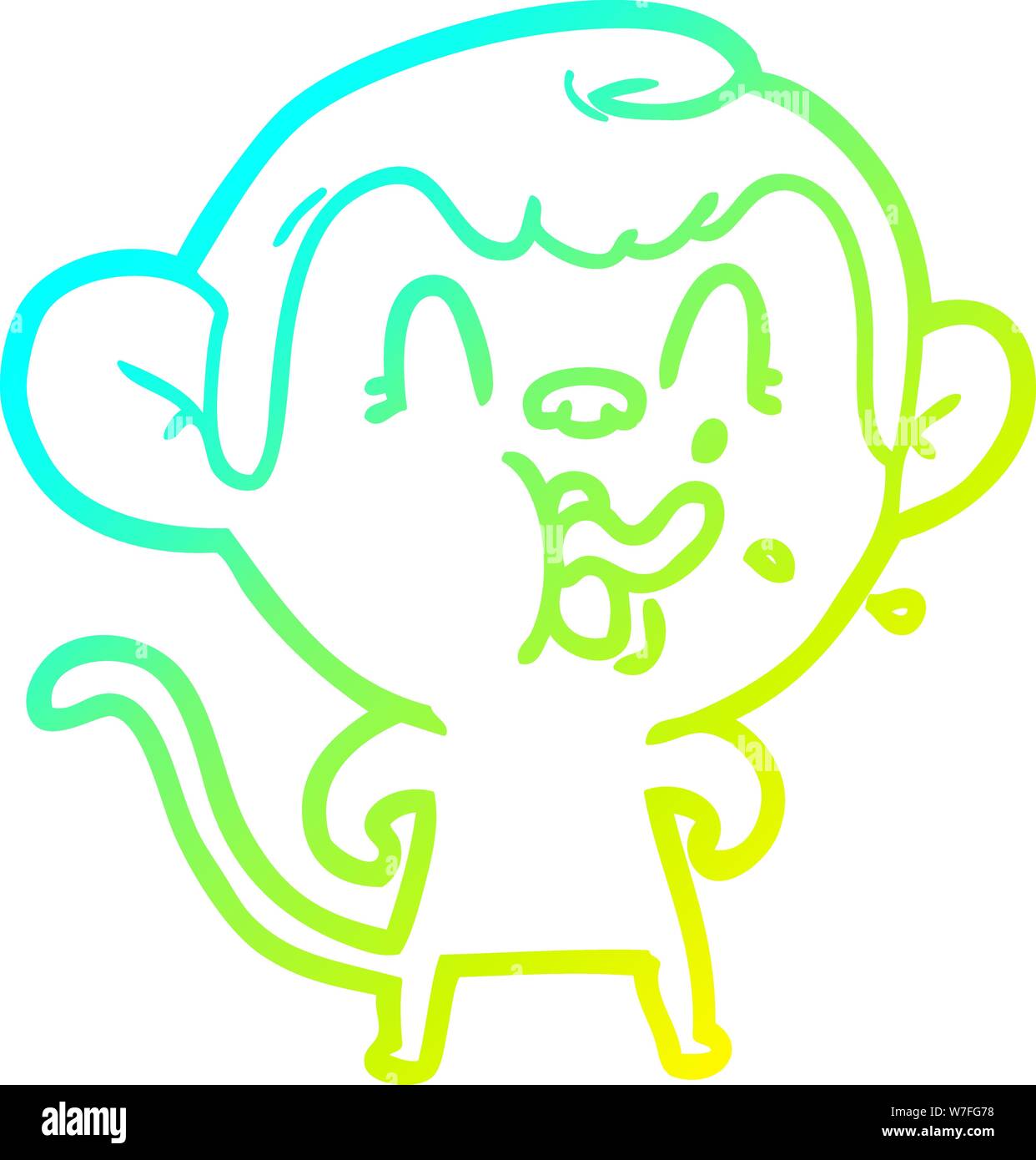 cold gradient line drawing of a crazy cartoon monkey Stock Vector Image ...