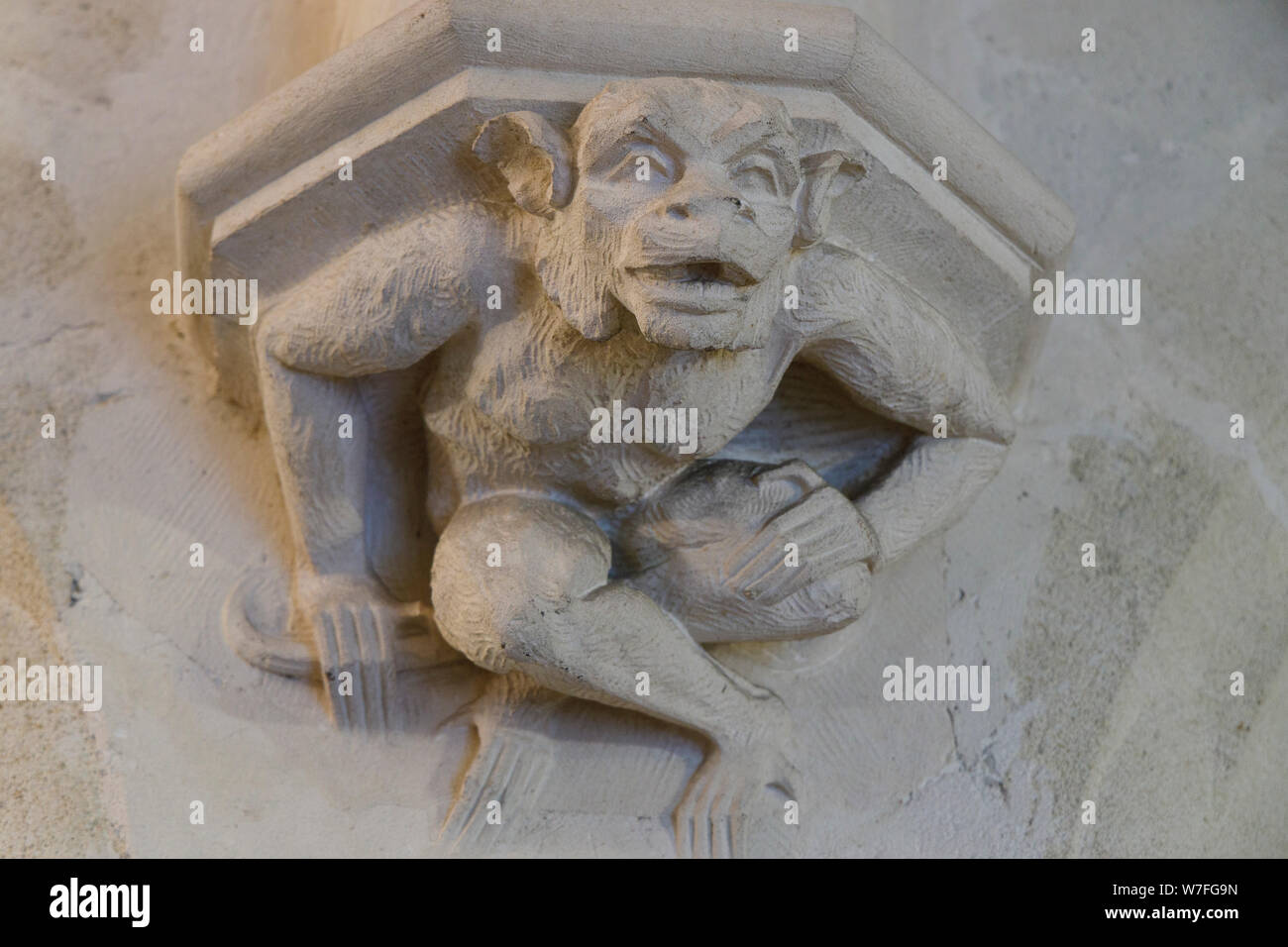 Irreverant gargoyle sculpture on the stairwell of Libourne Town Hall ...