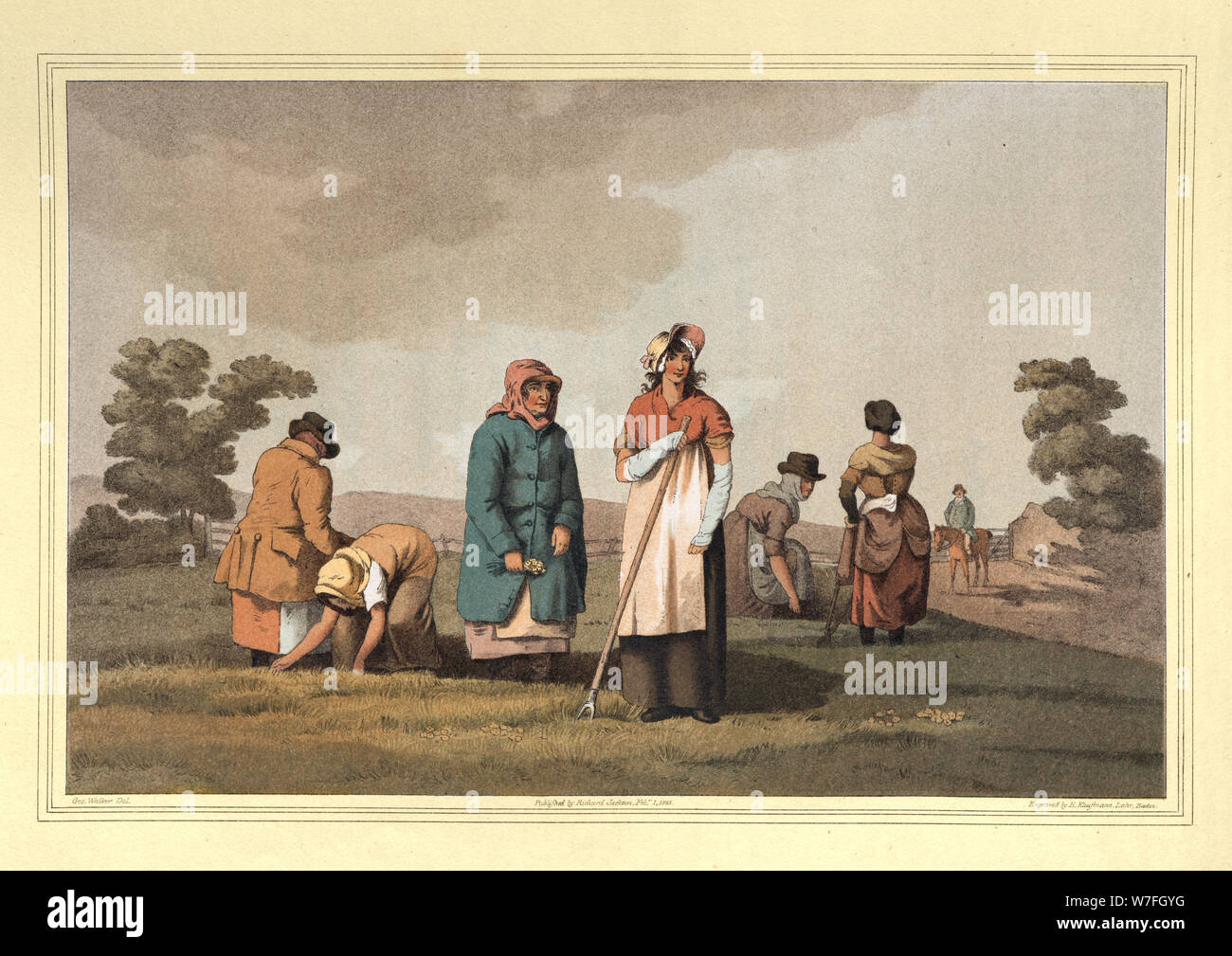 The Costume of Yorkshire by George Walker. Lowkers weeding the corn ...