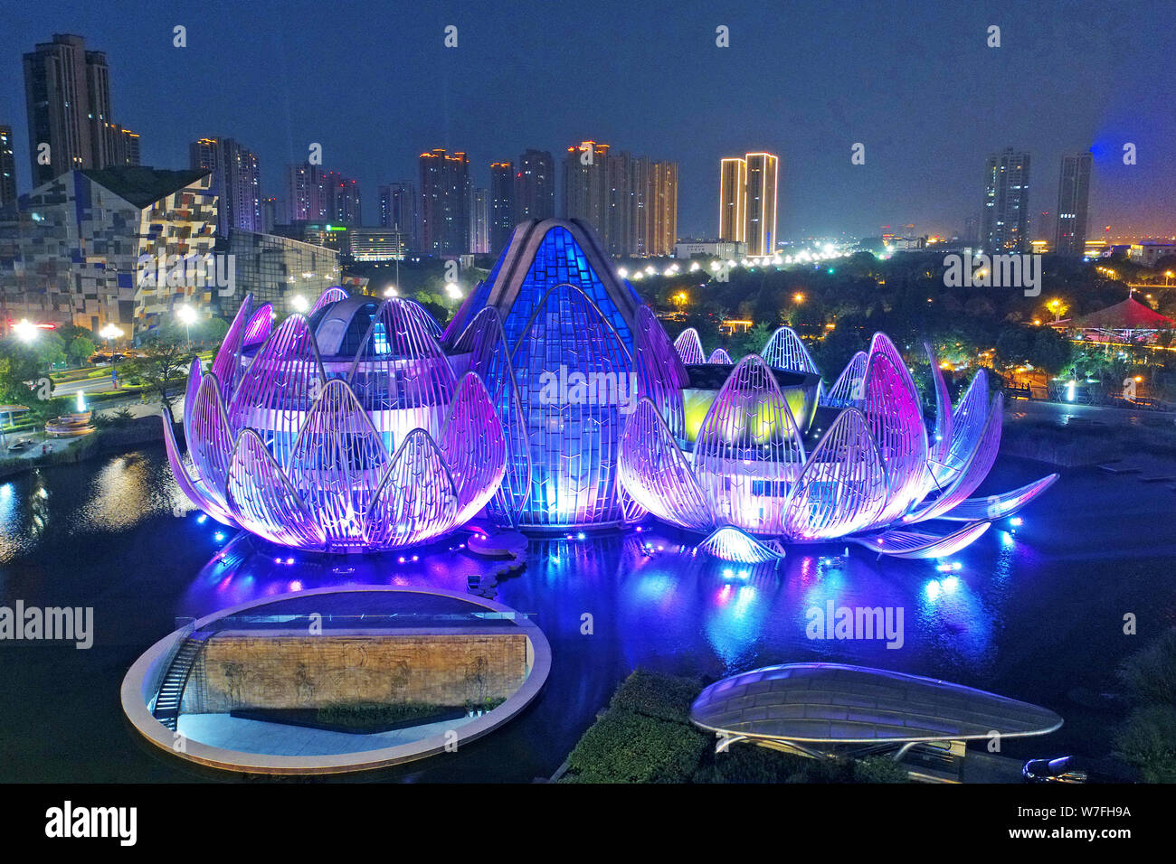 Night view of the Lotus Building by Australian architecture firm Studio ...