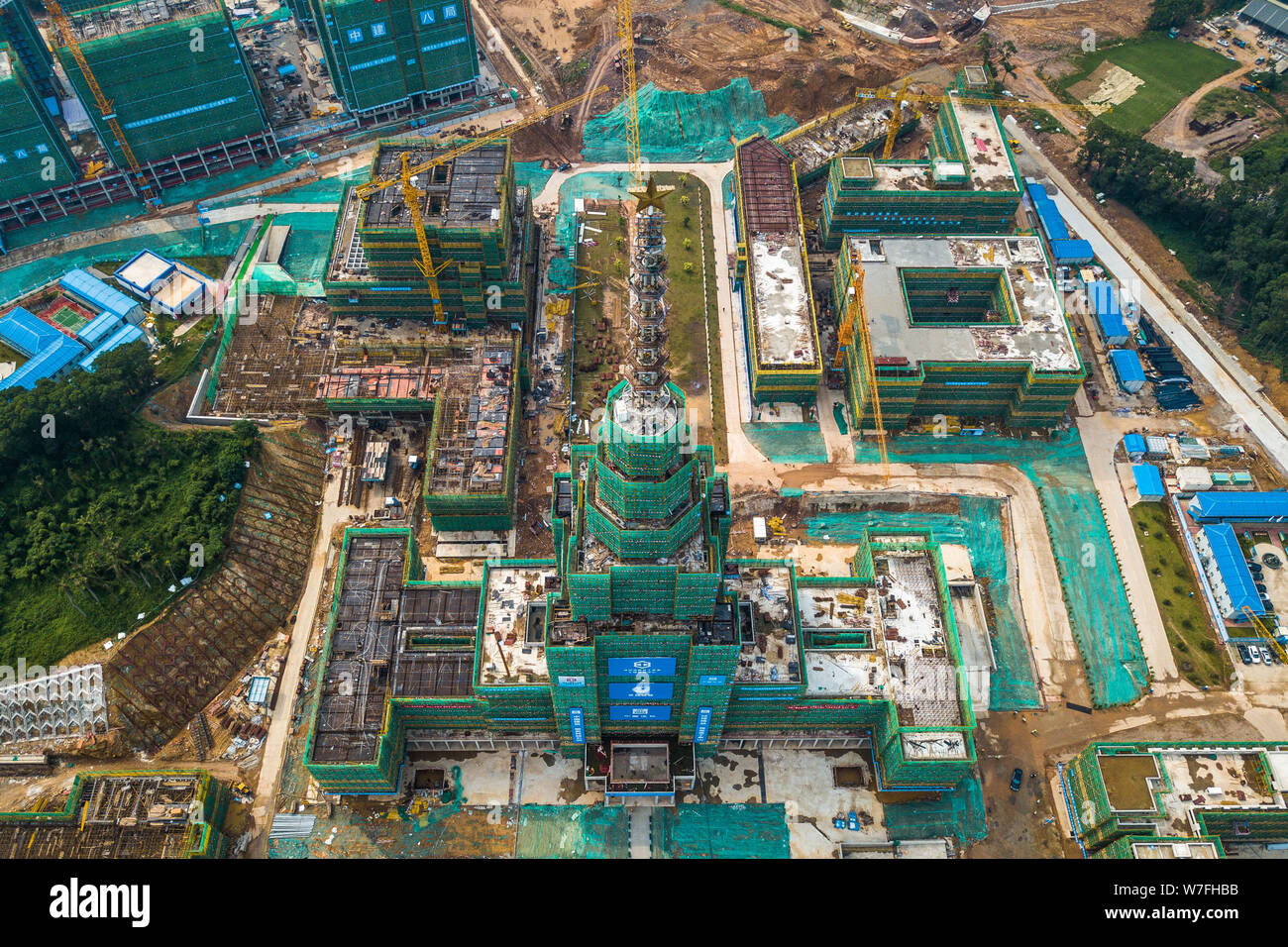 Aerial view of the construction site of the campus of Shenzhen MSU-BIT ...