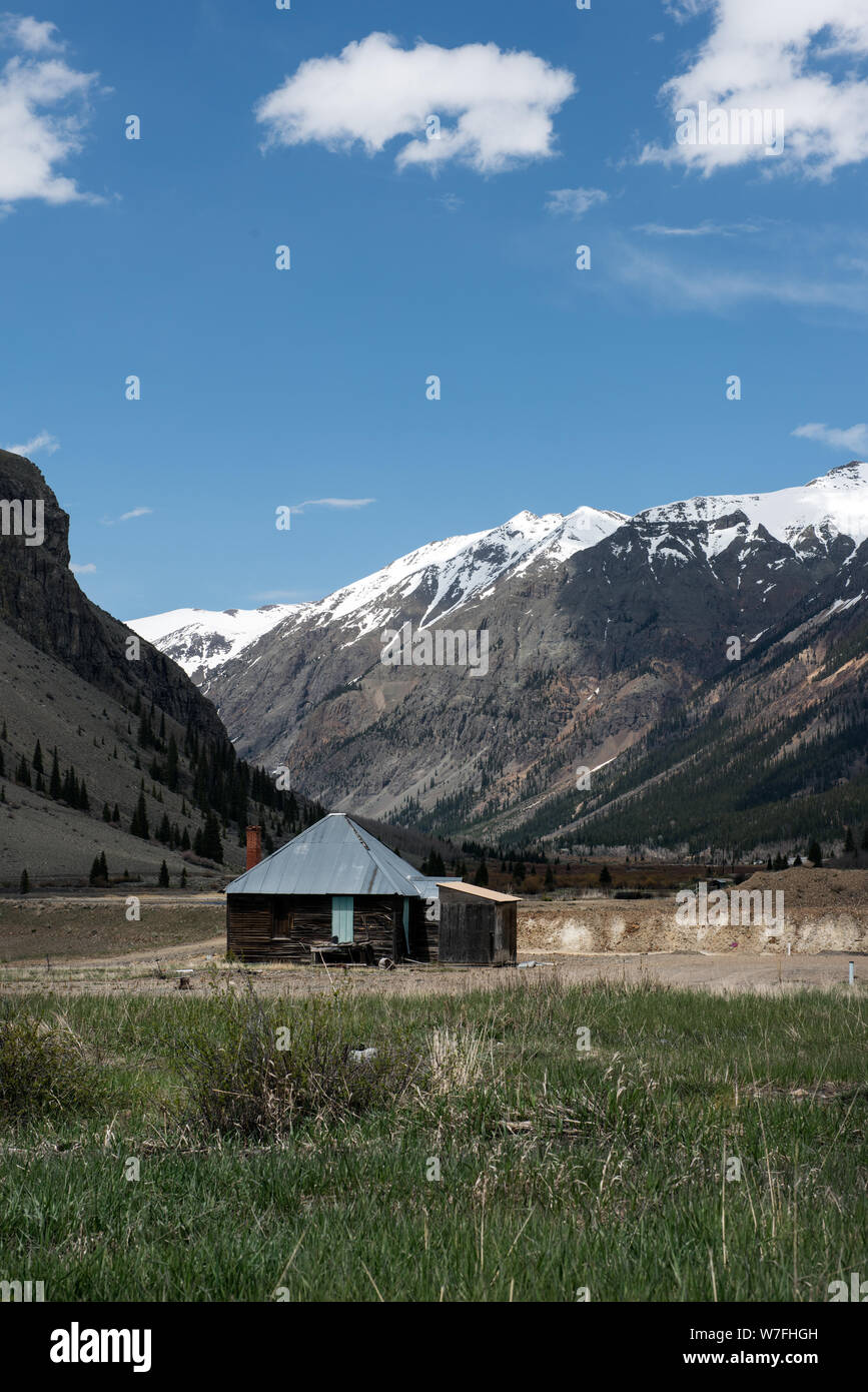 Abandoned mining cabin in the San Juan Mountains above Silverton ...