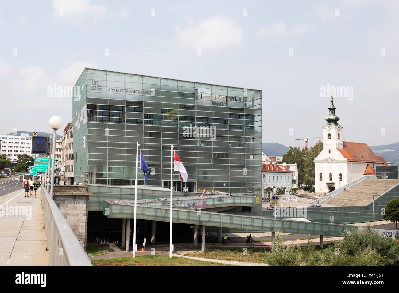 The Ars Electronica Center, a technology museum in Linz, Austria Stock ...