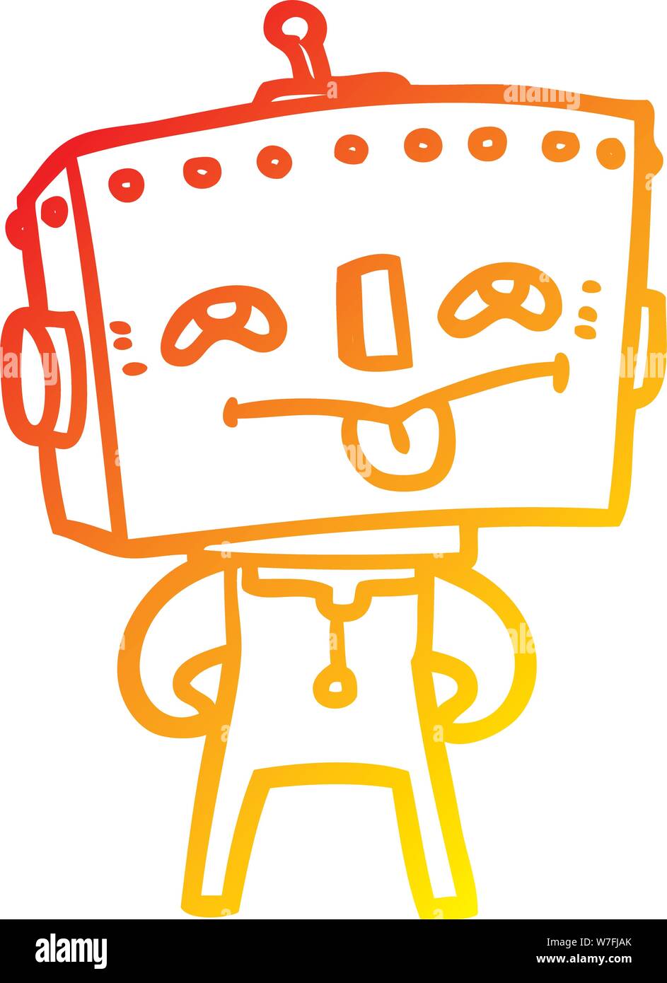 warm gradient line drawing of a cartoon robot Stock Vector Image & Art ...