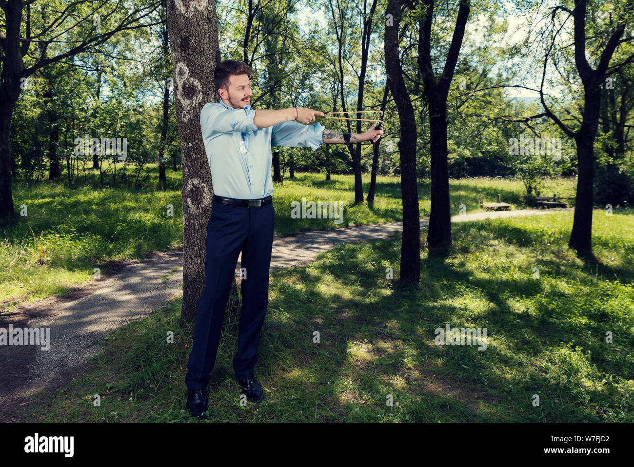Slingshot man hi-res stock photography and images - Alamy