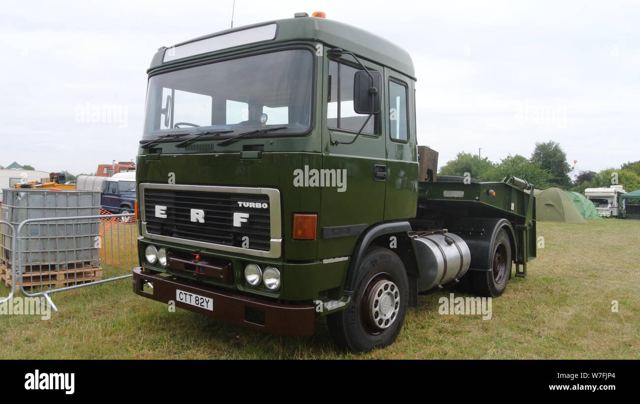 A 1982 ERF Turbo lorry tractor cab parked up at the Torbay Steam Fair ...