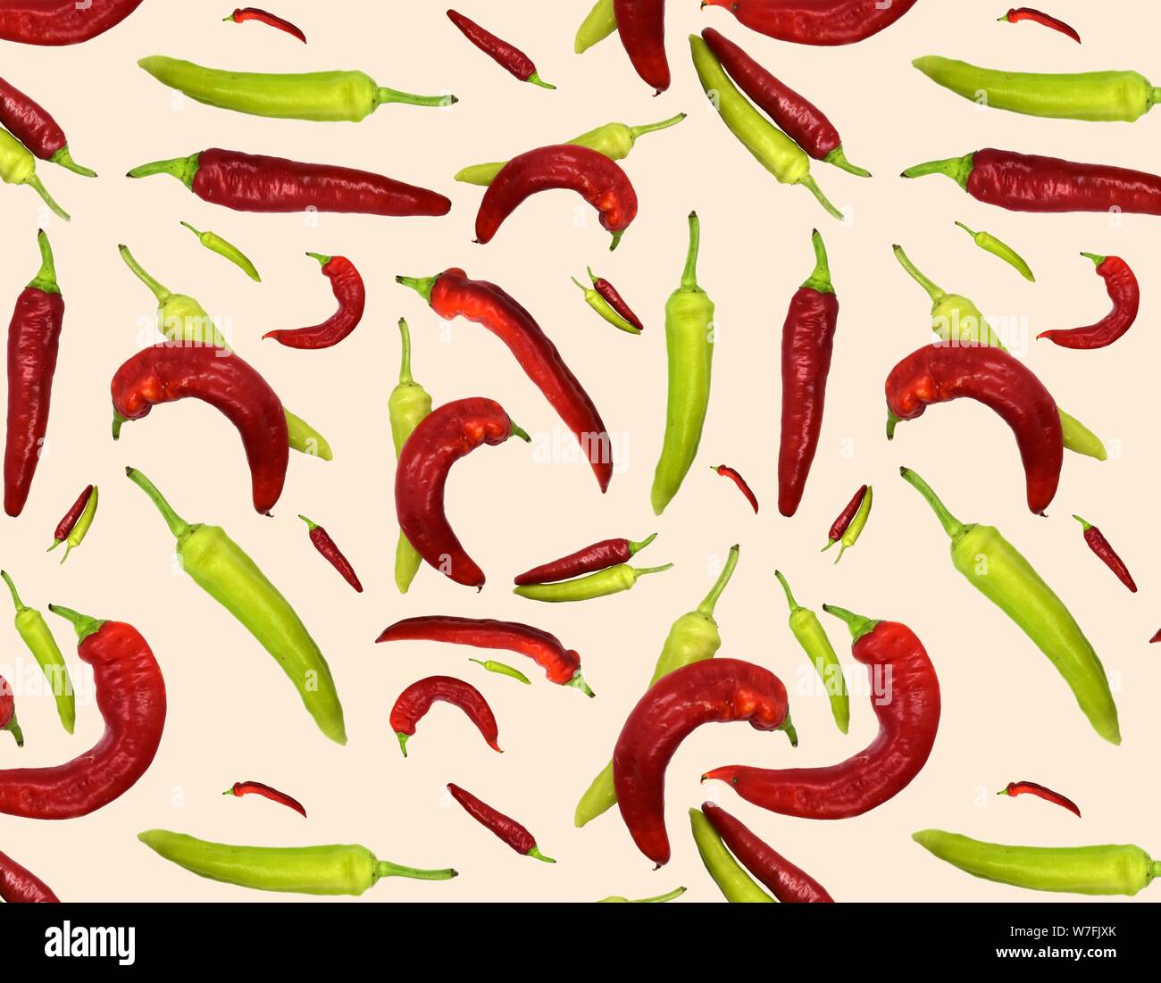 Seamless pattern red and green peppers on bright background ...