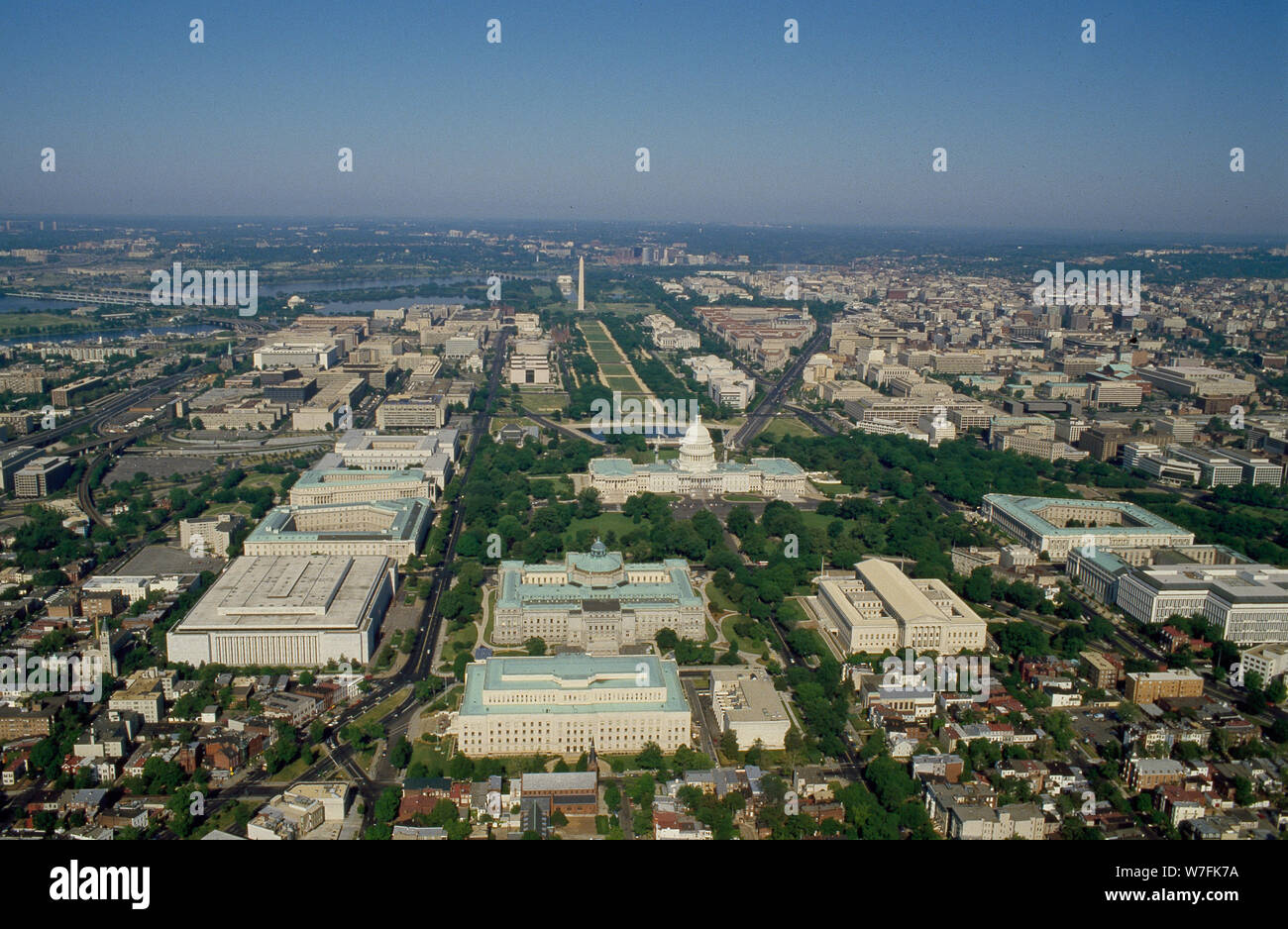 Aerial view of united states capitol and washington hi-res stock ...