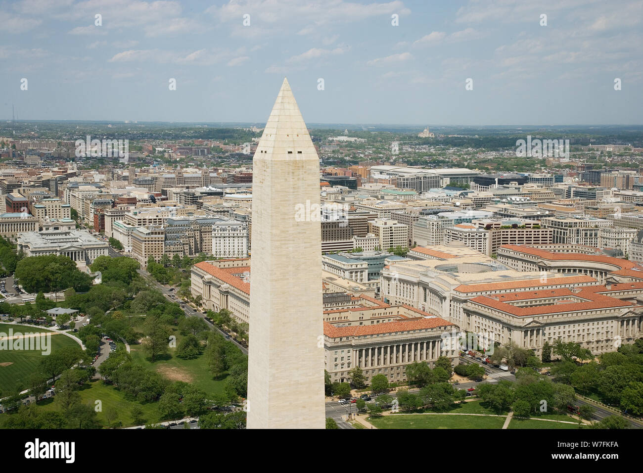 Aerial showing top of Washington Monument, Washington, D.C Stock Photo ...