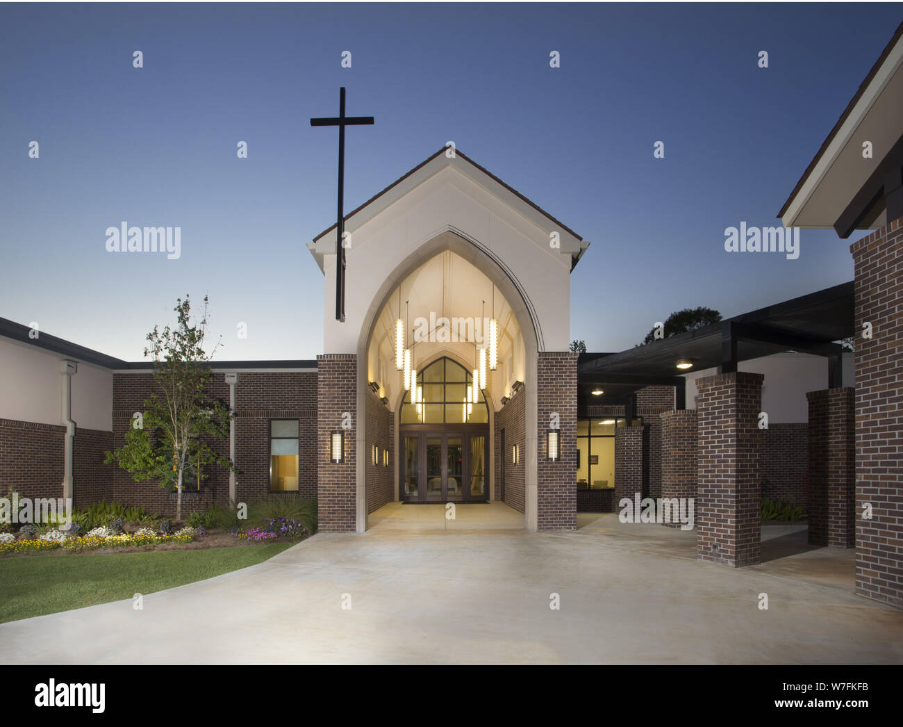 new modern brick church building Stock Photo - Alamy