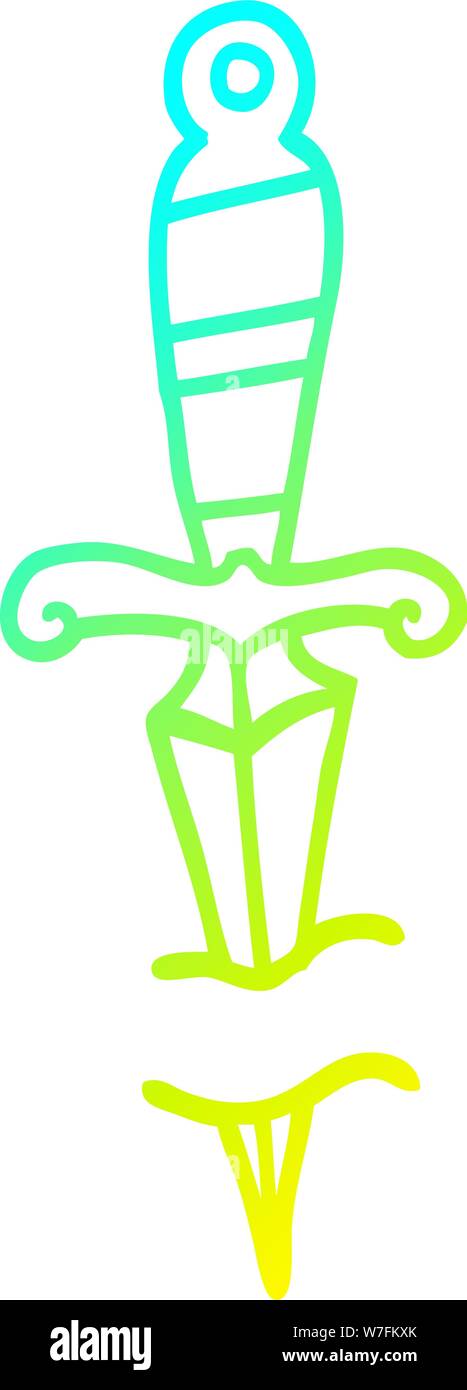 cold gradient line drawing of a cartoon tattoo dagger symbol Stock ...