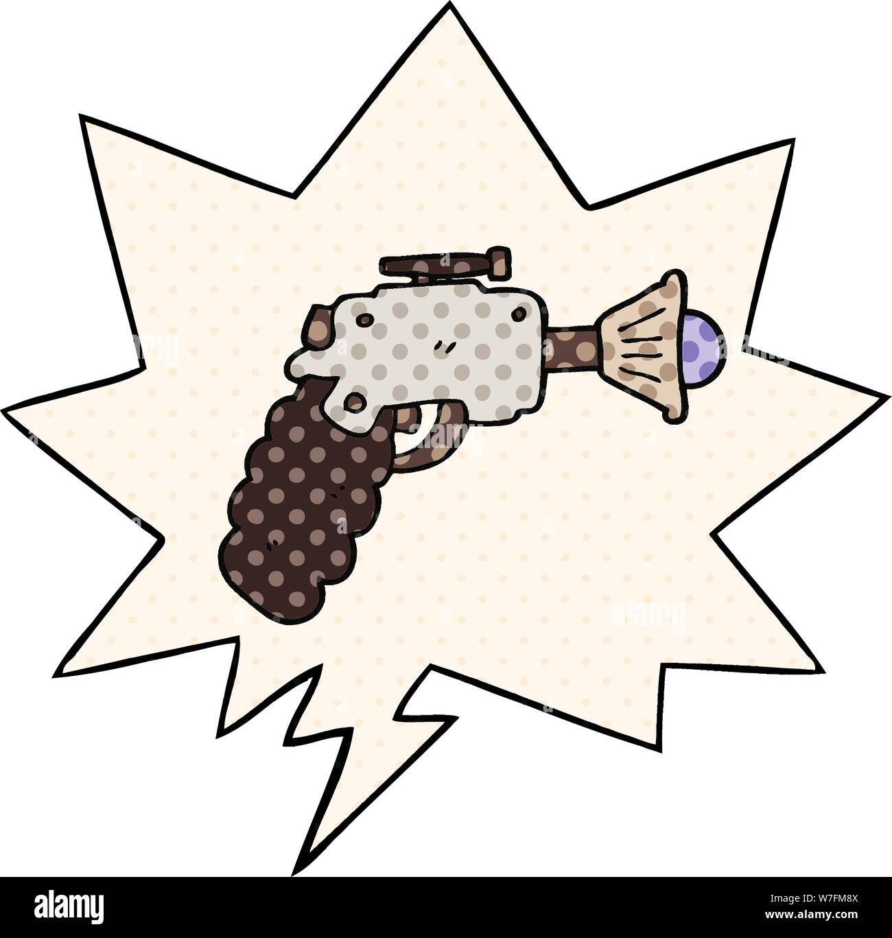 cartoon ray gun with speech bubble in comic book style Stock Vector ...