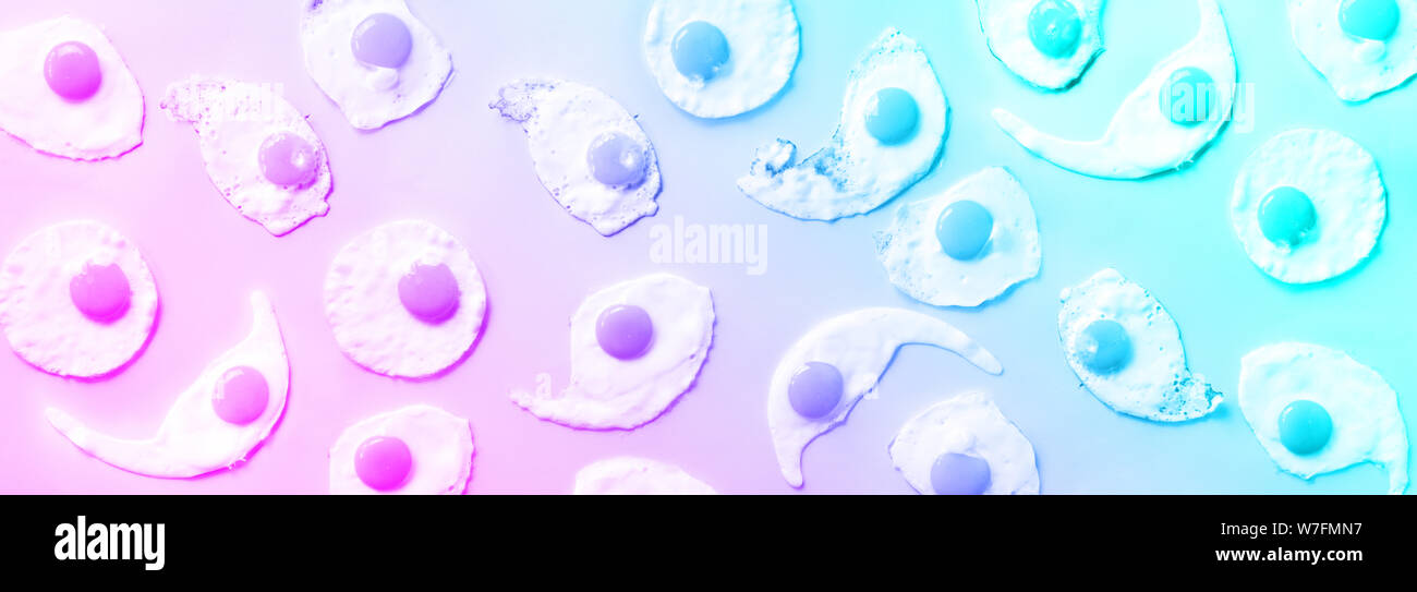 Fried eggs or scrambled eggs pattern in trendy neon colors. Rainbow ...