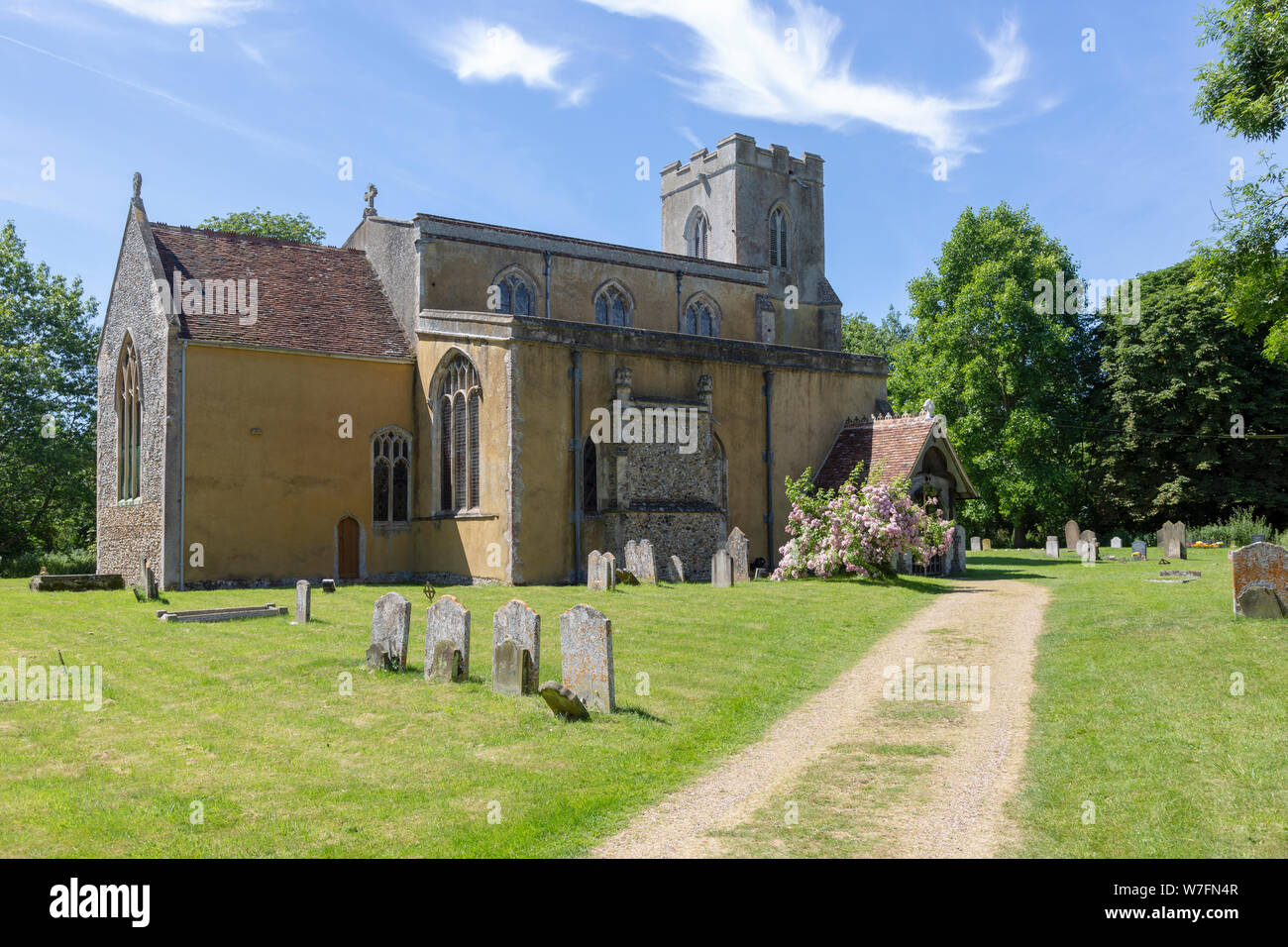 Village parish church of All Saints, Chelsworth, Suffolk, England, UK ...