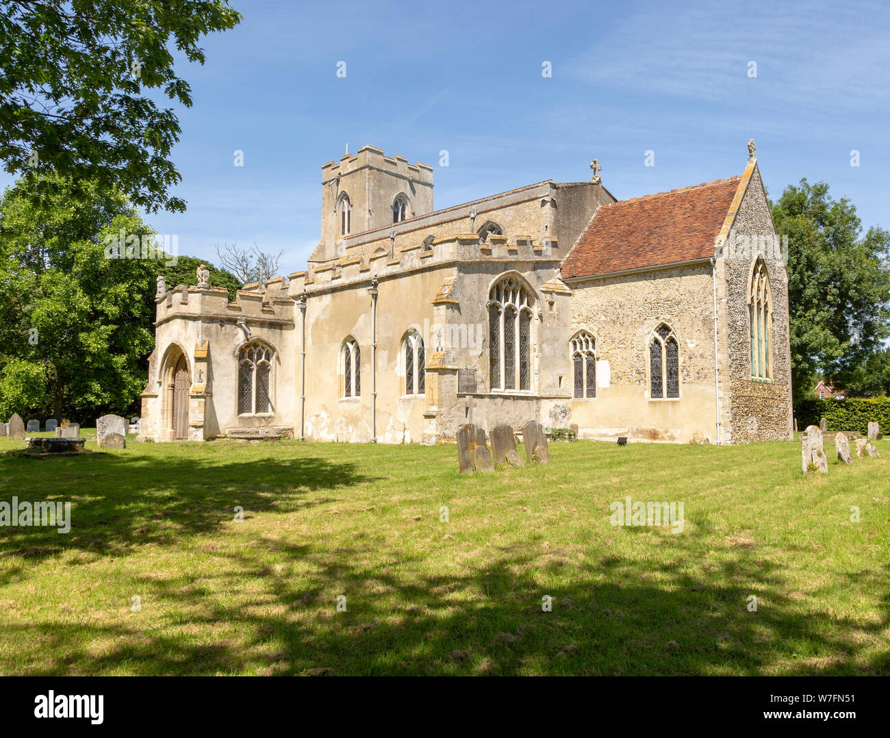 Village parish church of All Saints, Chelsworth, Suffolk, England, UK ...