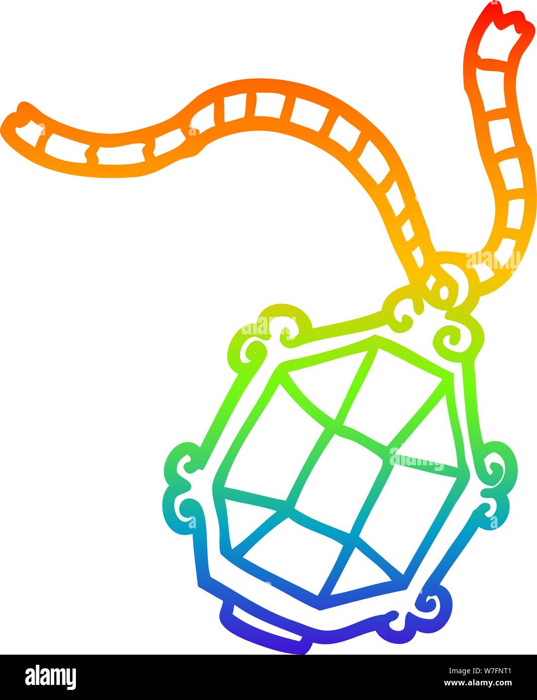 rainbow gradient line drawing of a cartoon ruby necklace Stock Vector ...