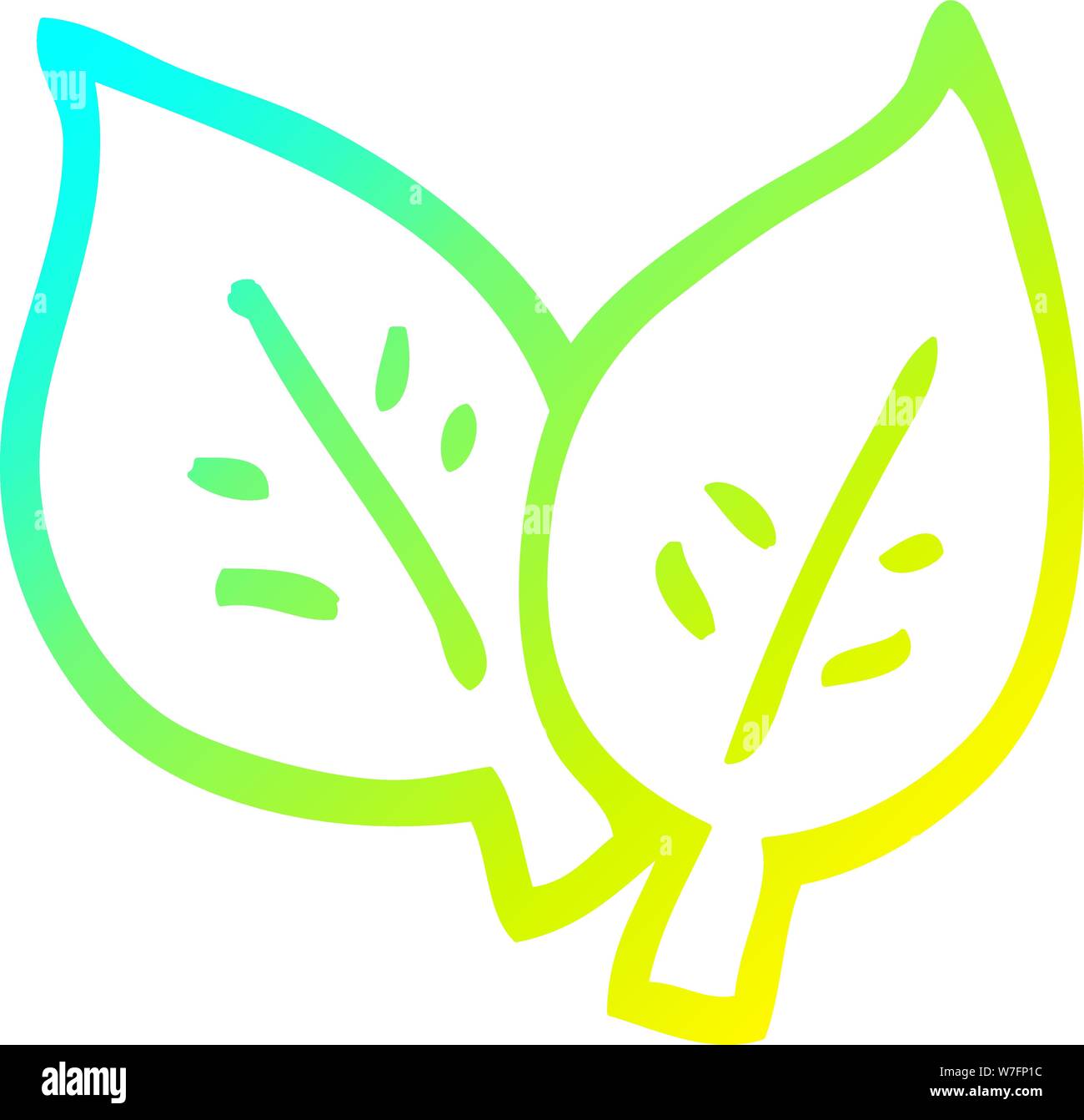 cold gradient line drawing of a cartoon autumn leaves Stock Vector ...