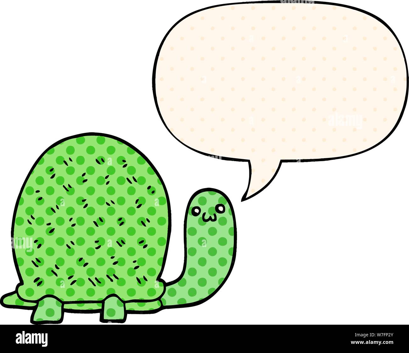 cute cartoon turtle with speech bubble in comic book style Stock Vector ...