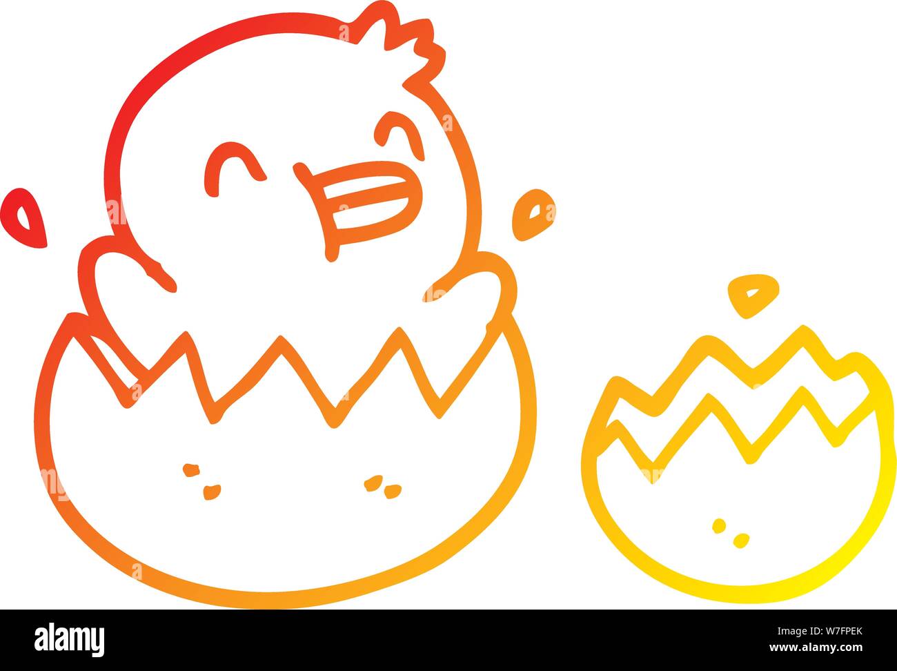 warm gradient line drawing of a cute cartoon chick Stock Vector Image ...