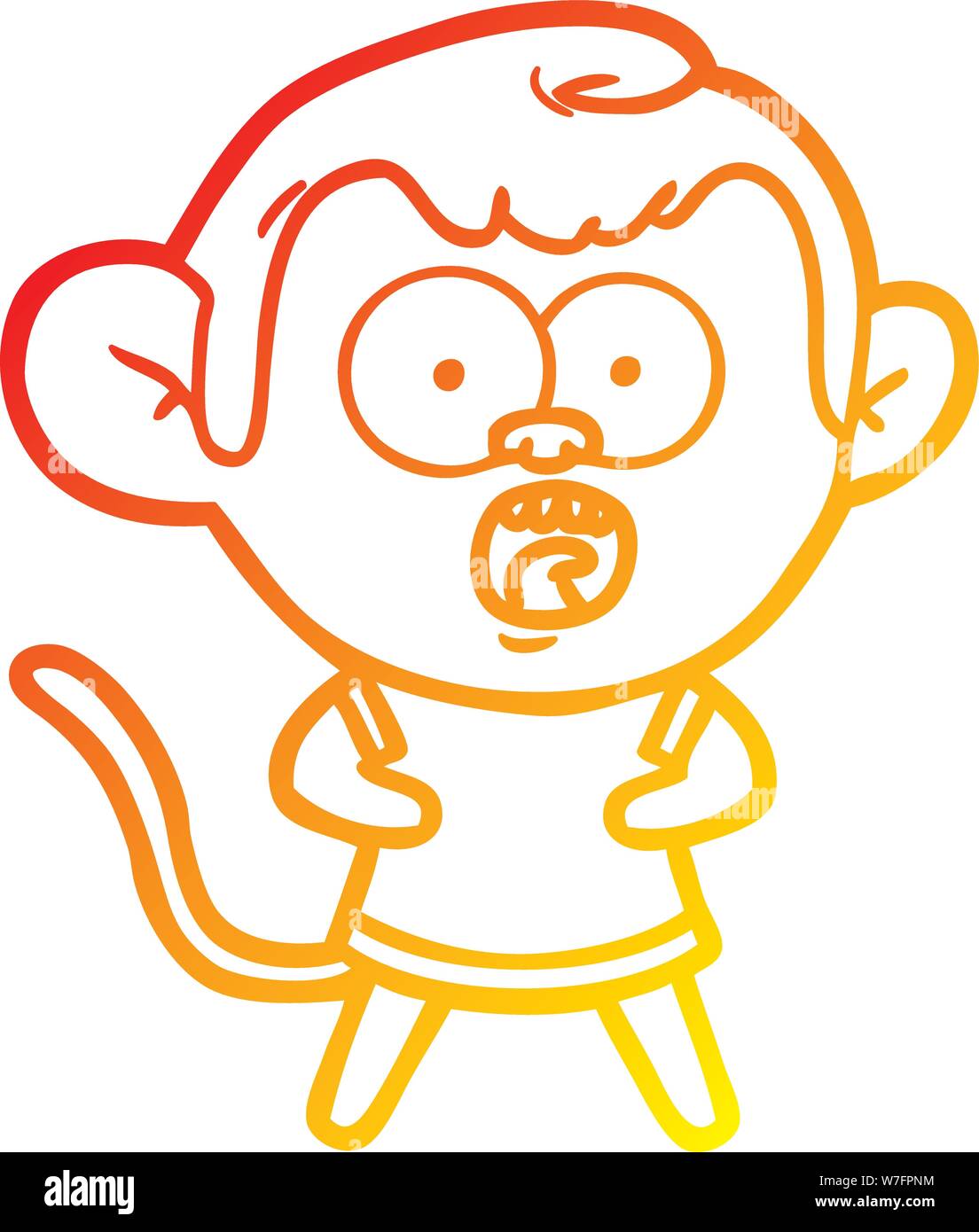 warm gradient line drawing of a cartoon shocked monkey Stock Vector ...