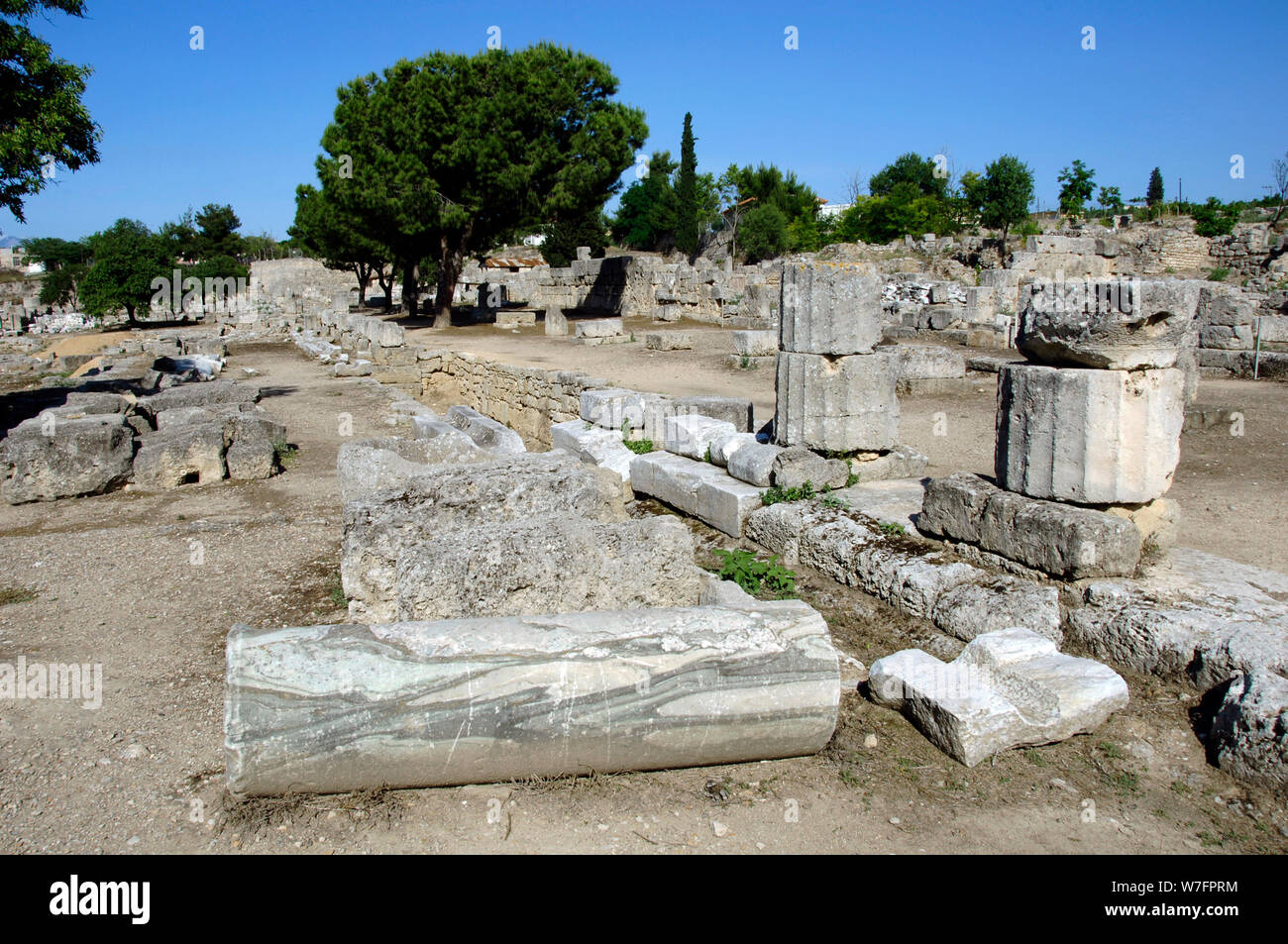 Greece. Ancient Corinth (polis). Ruins of the archaeological site ...
