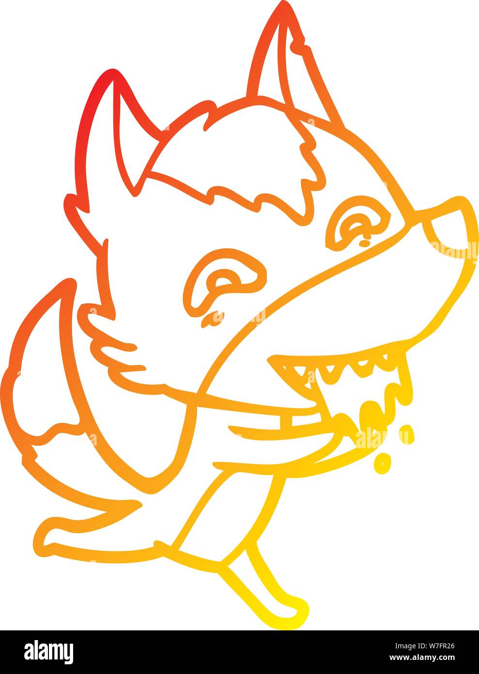 warm gradient line drawing of a cartoon hungry wolf Stock Vector Image ...