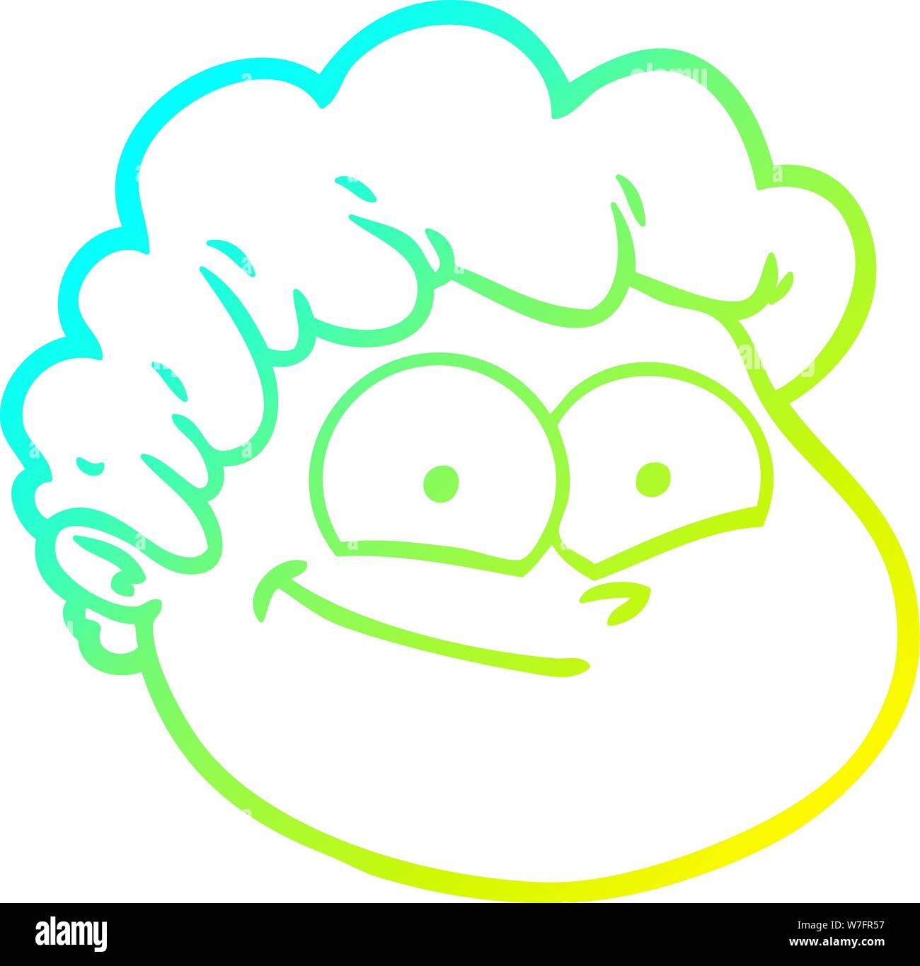 cold gradient line drawing of a cartoon male face Stock Vector Image ...